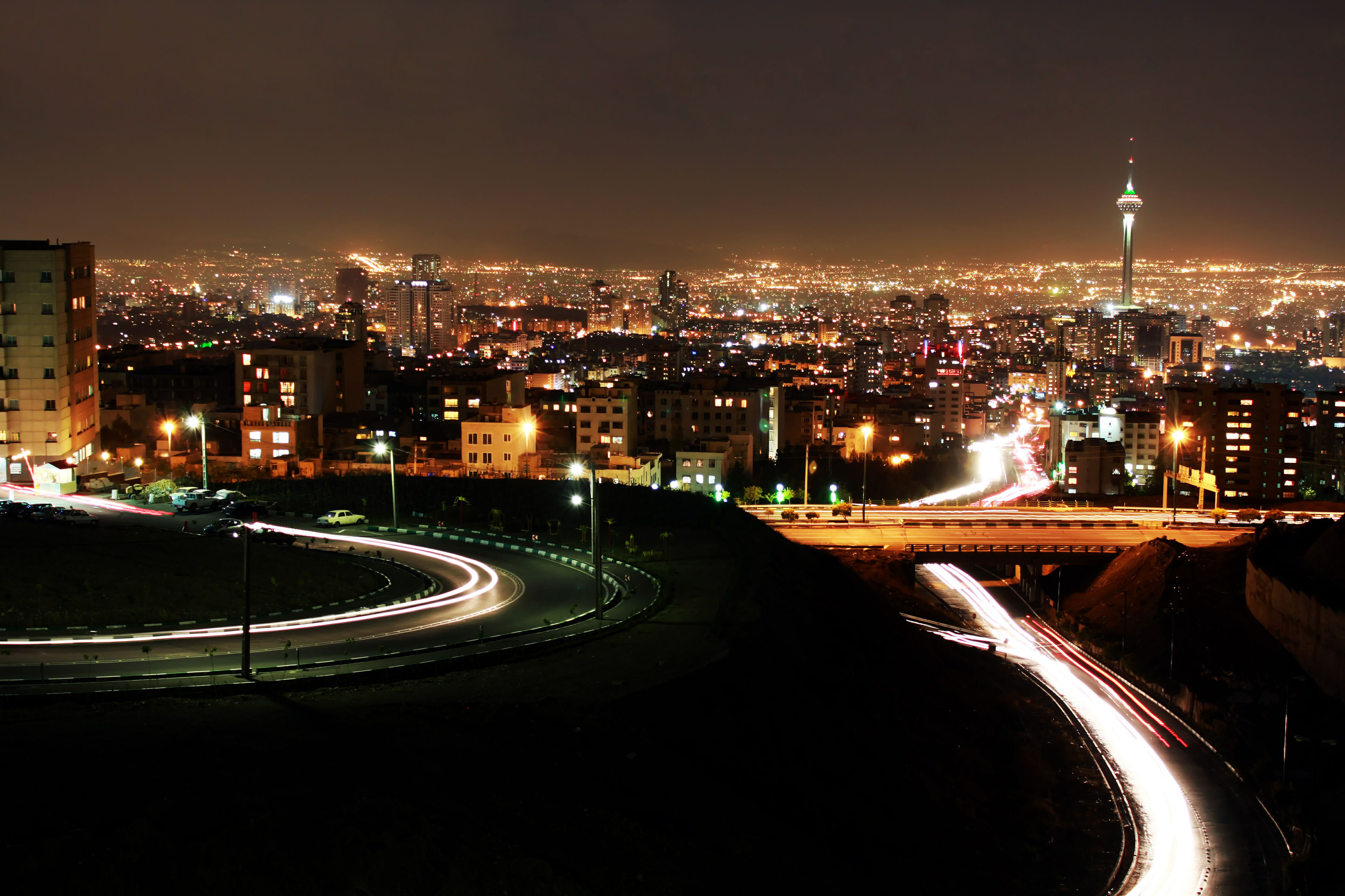 Ebern Designs Langille Tehran Skyline At Night by - Wrapped Canvas ...