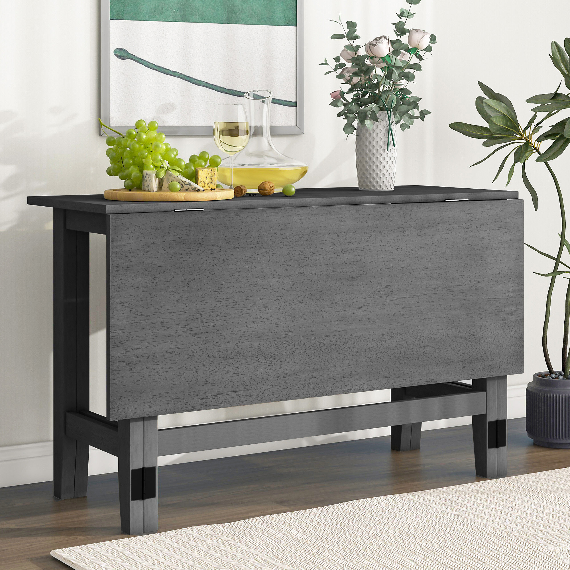 Winston Porter Topmax Farmhouse Wood Extendable Dining Table With Drop ...