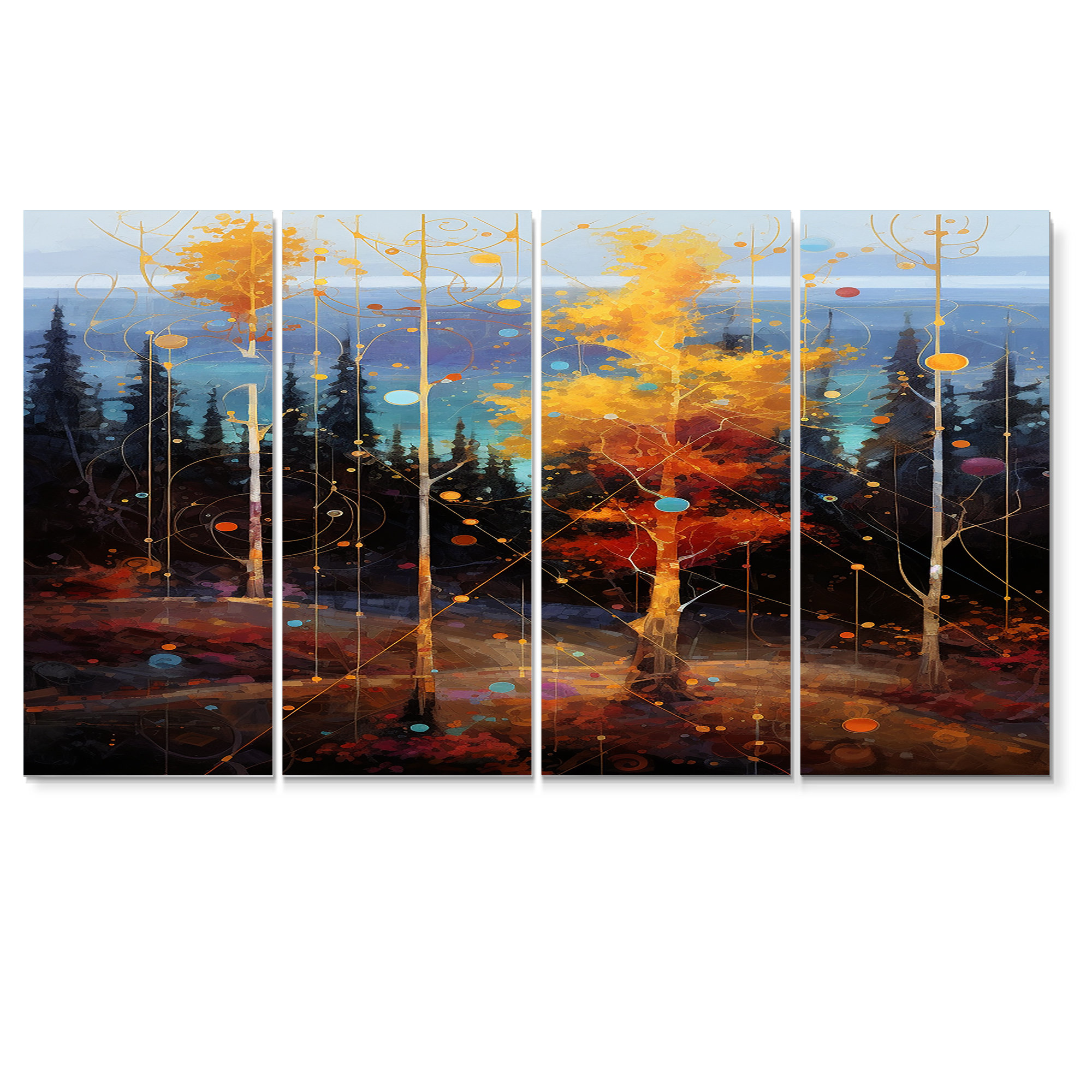 Millwood Pines Autumn Birches In The Woods - Forest Wall Art Set 4 ...