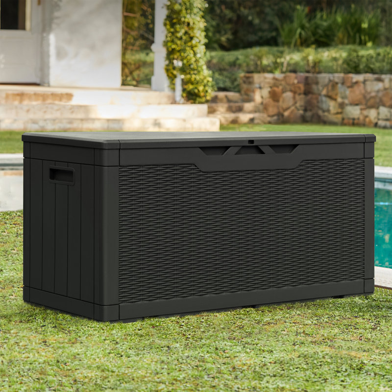 Furmax 100 Gallon Plastic Lockable Deck Box in Black & Reviews | Wayfair