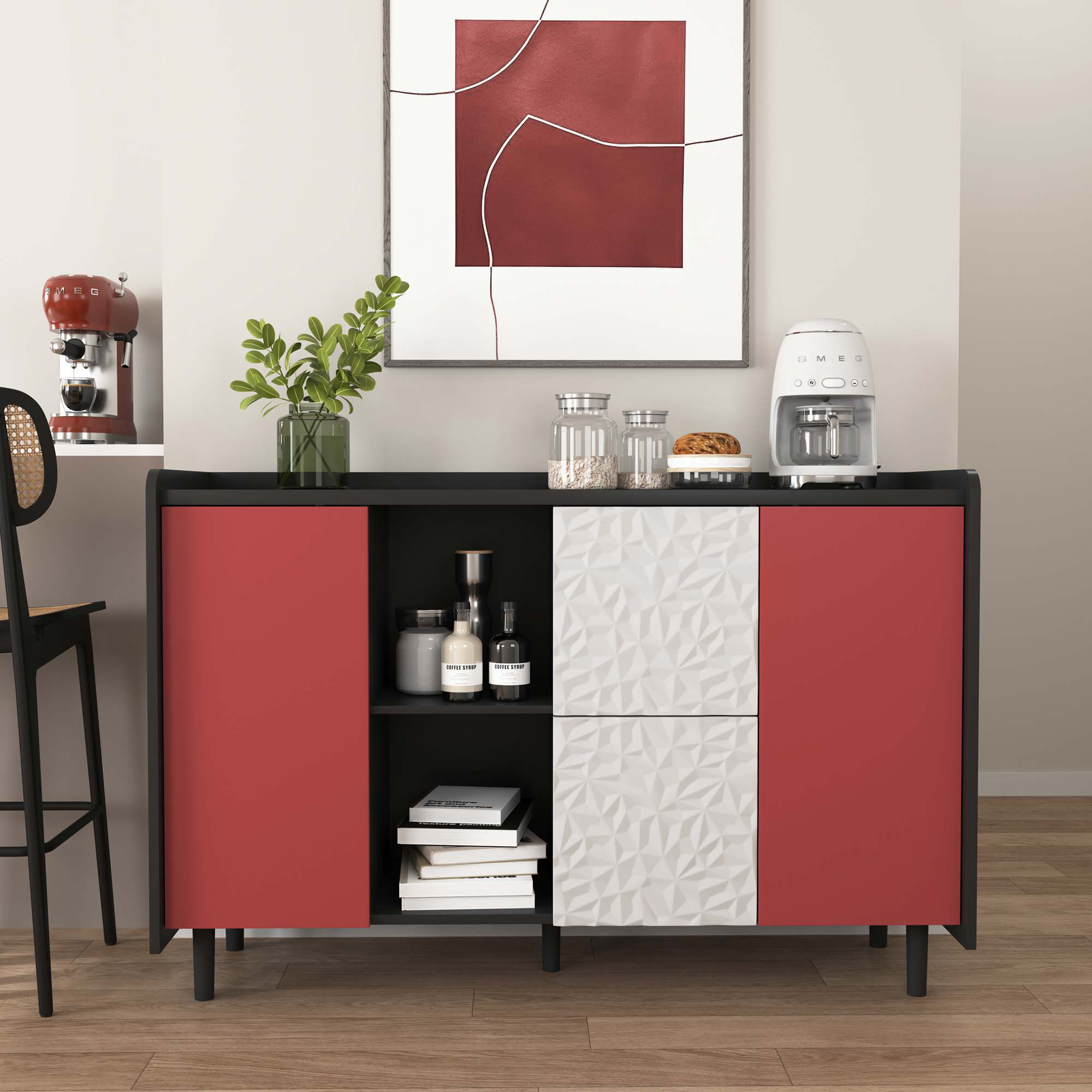 Ebern Designs Modern Coffee Bar Cabinet Sideboard Buffet Cabinet With ...
