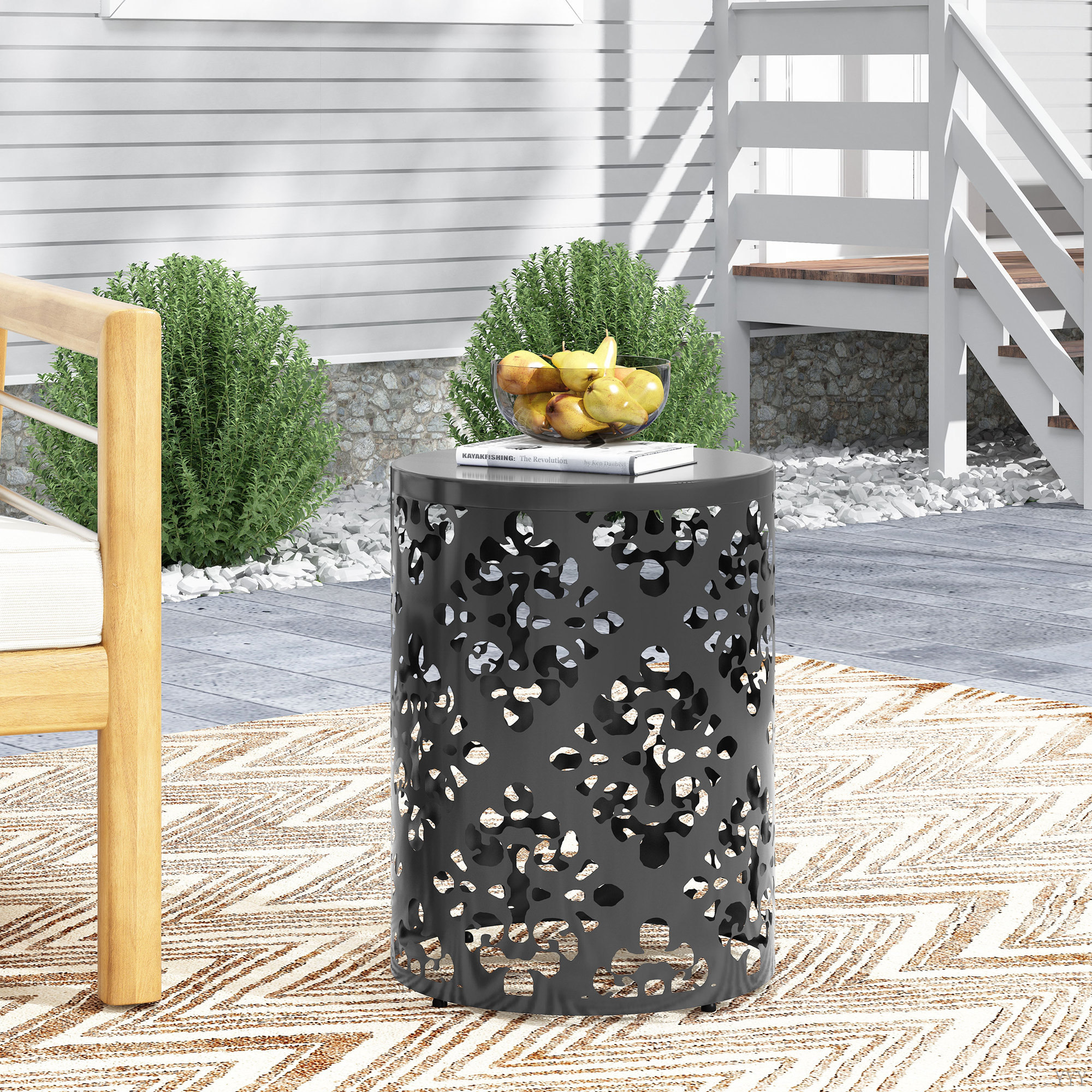 17 Stories Outdoor Metal End Table -Large | Wayfair