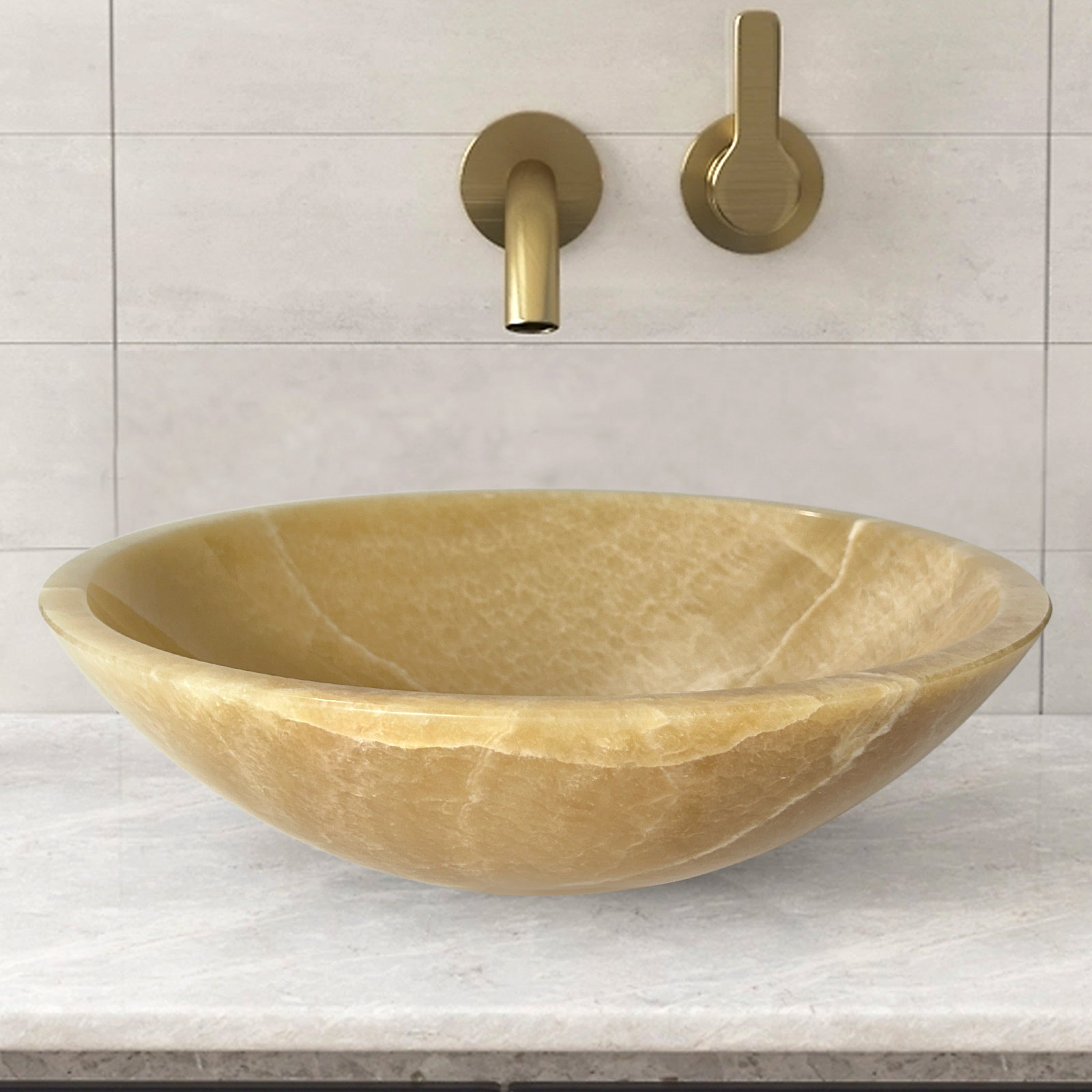 mirthmansion Mirth Mansion Yellow-Brown Onyx Stone Vessel Sink ...