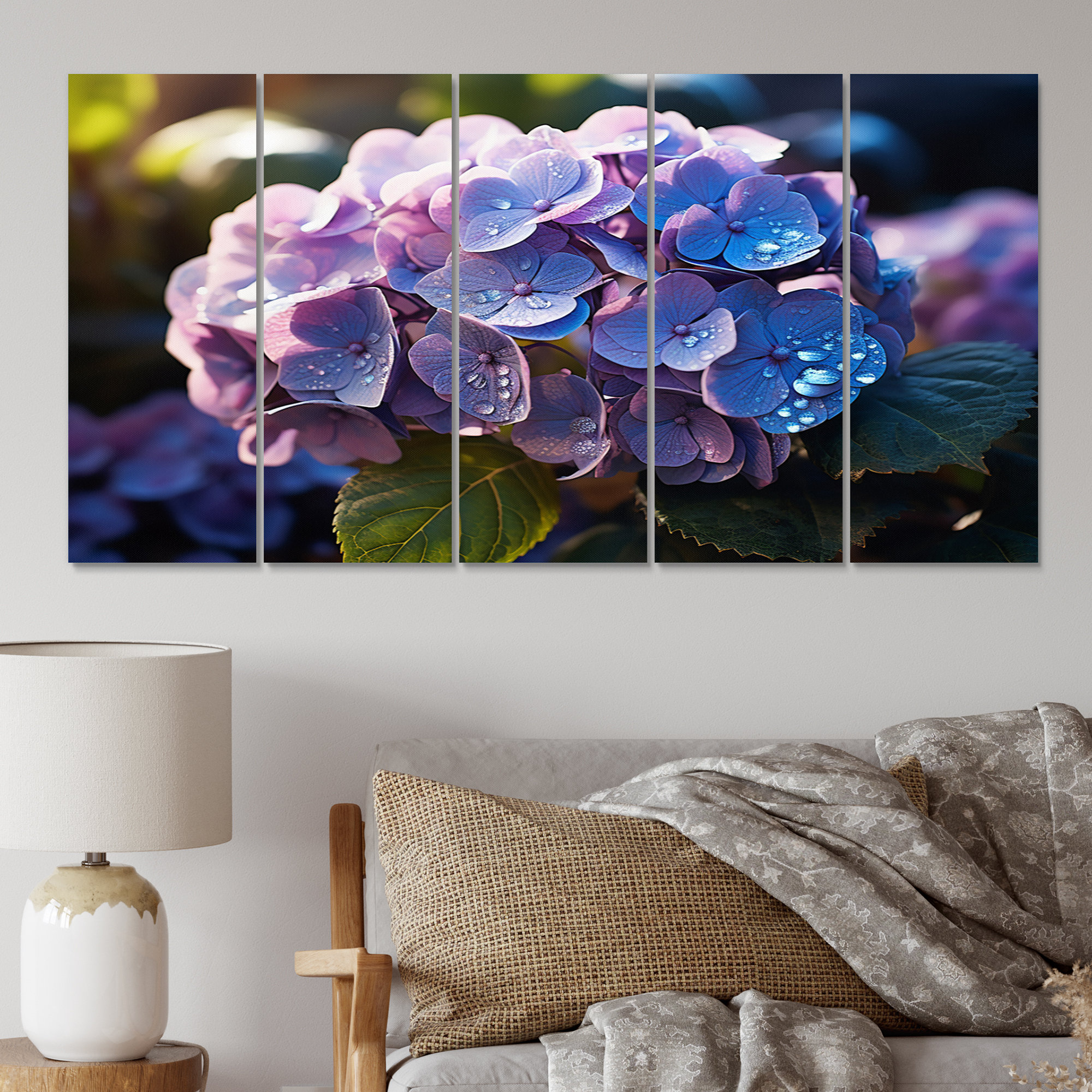 Latitude Run® Blue Purple Hydrangea Field I - Floral Metal Art Print ...