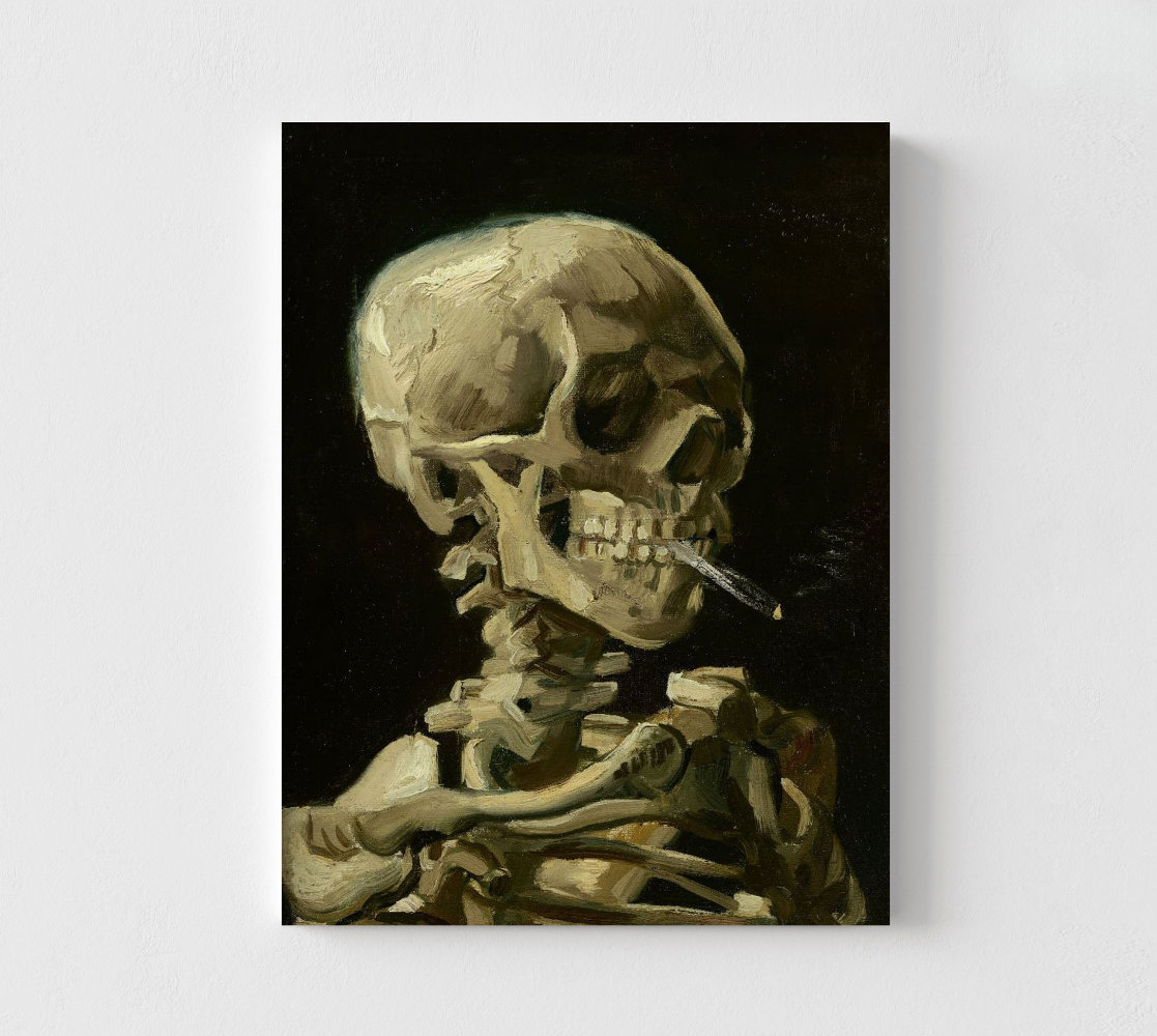 WeFrameArt Skull Of A Skeleton With Cigarette Van Gogh Painting, Framed ...