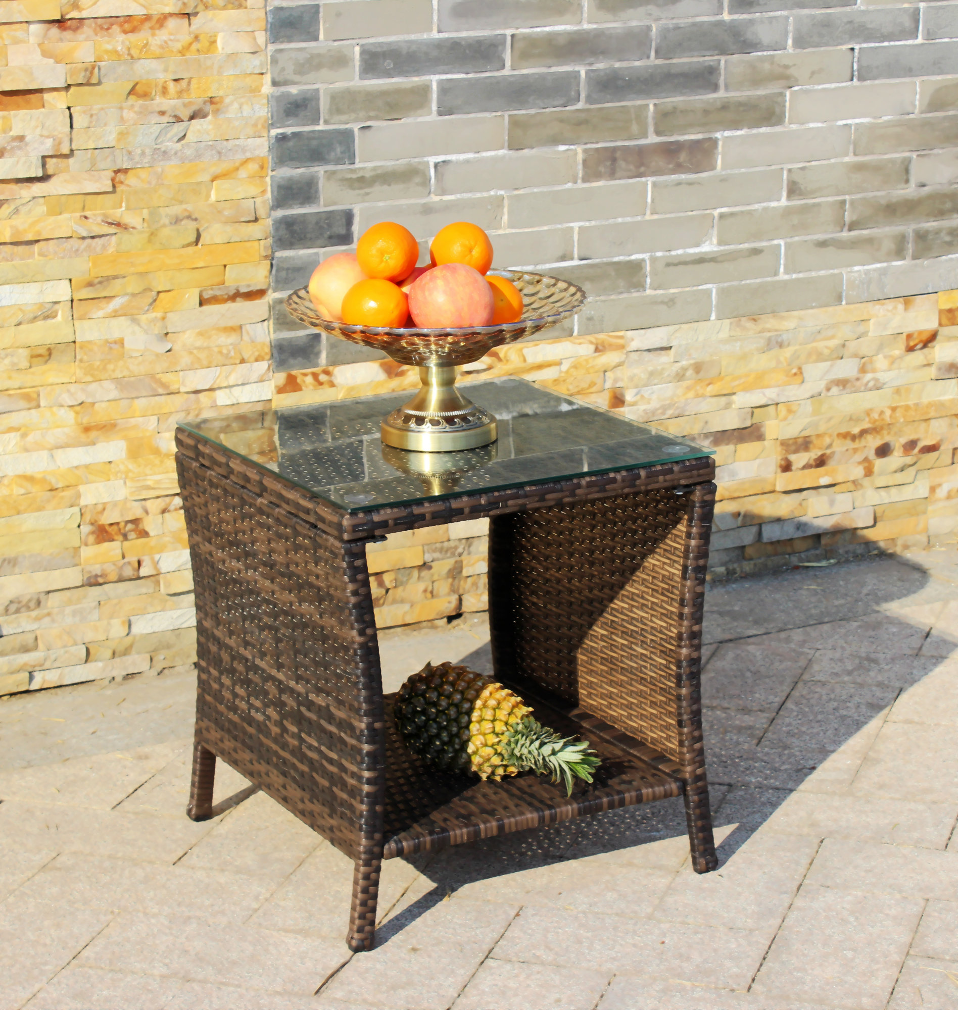 Winston Porter Rafiat 4 Legs Coffee Table with Storage,Outdoor End ...