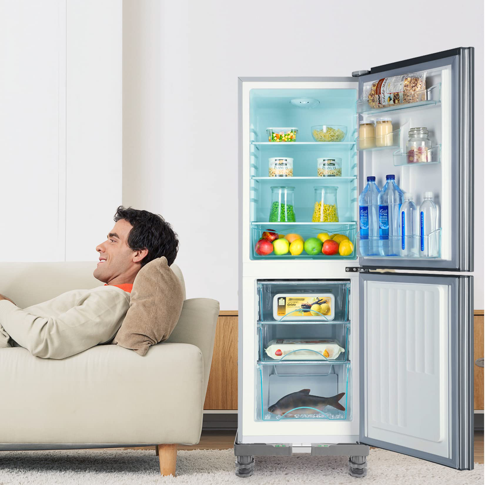 Rebrilliant Mini Fridge Stand Adjustable Refrigerator Stand With 4 ...
