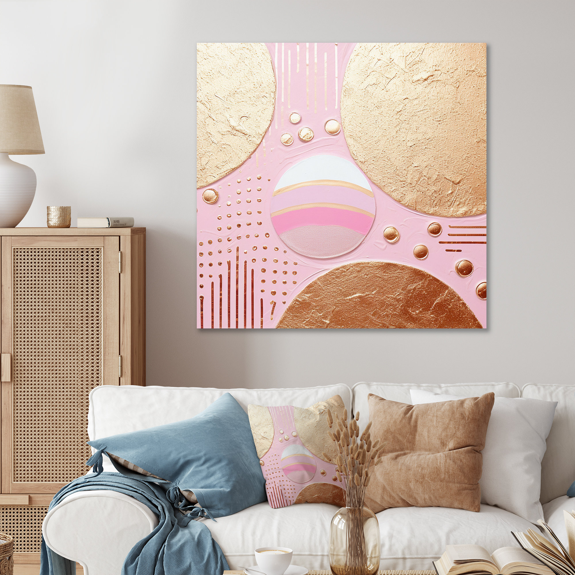 Wrought Studio™ Golden Full Moon Glam Simplicity - Modern Geometric ...