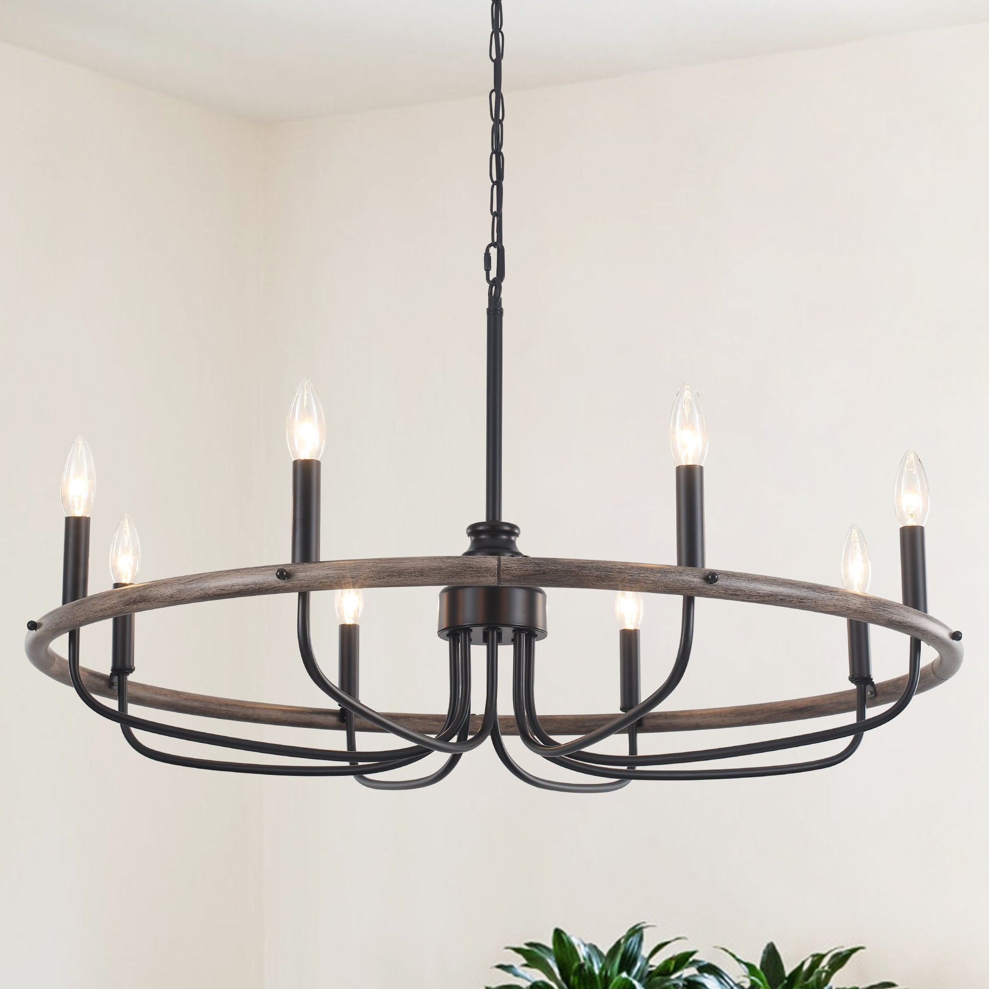 Gracie Oaks Luminaire suspendu de style bougie ronde à 8 lumières de style bougie ronde Annasha ...