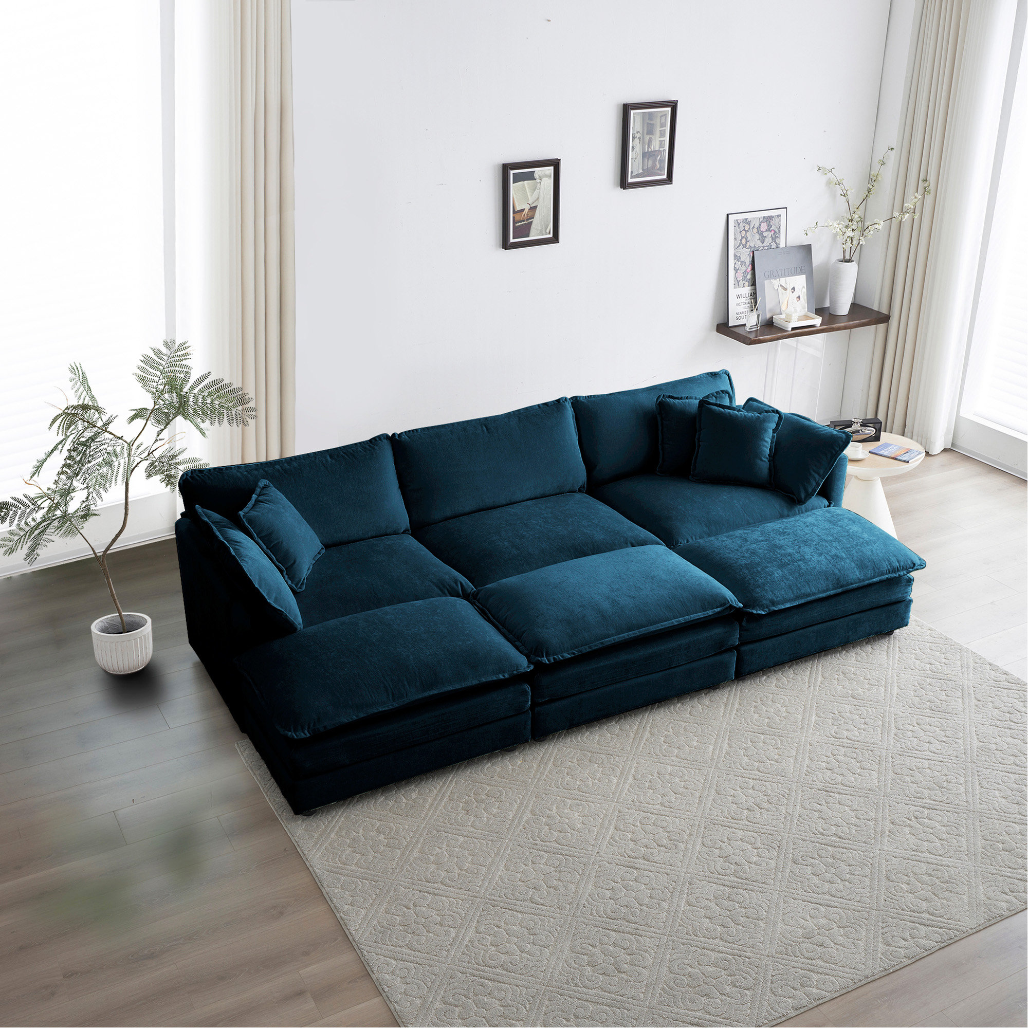 Hokku Designs Comfortable Deep Seat Reversible Modular 6 Seater ...