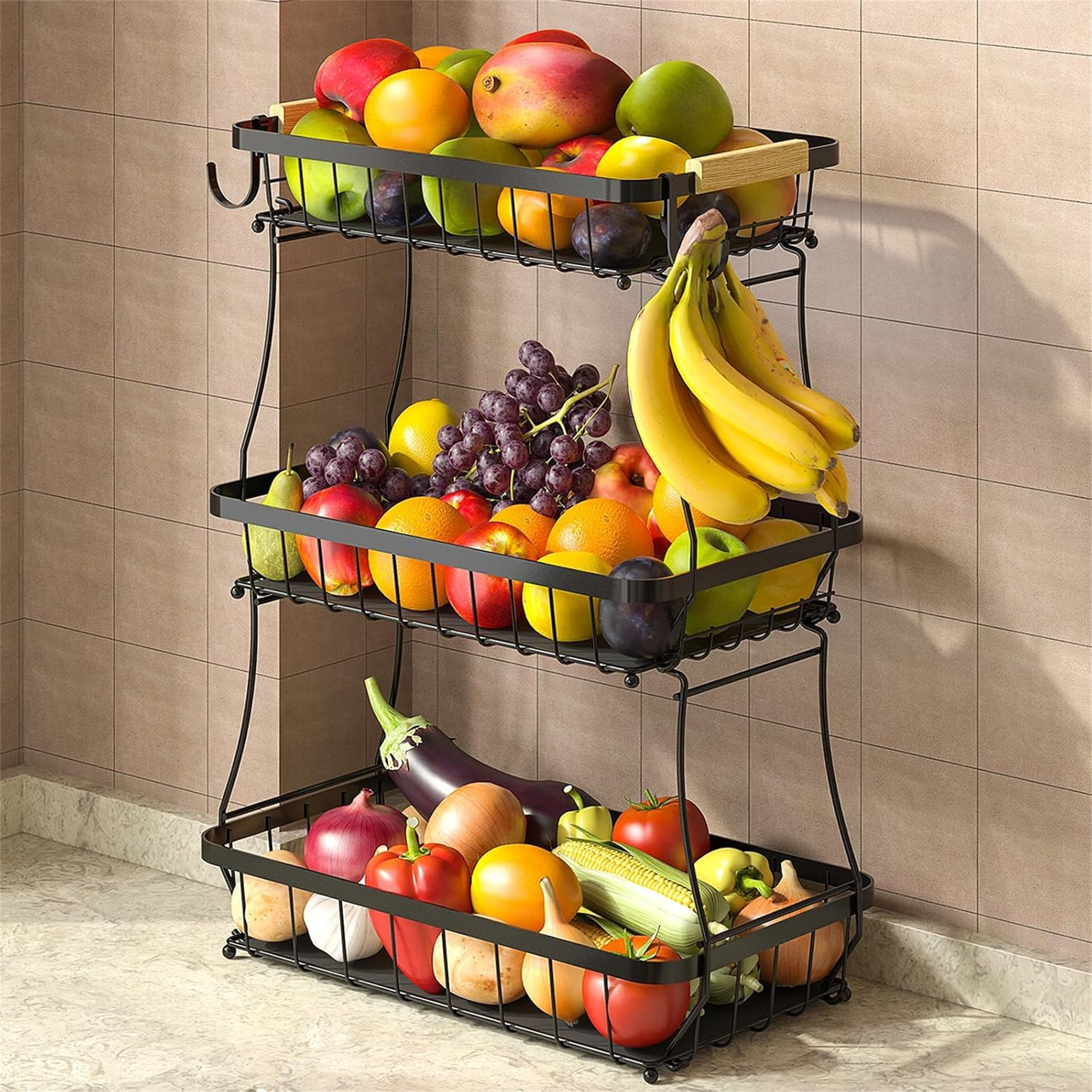 Trent Austin Design 3 Tier Fruit Bowl Basket With 2 Banana Hanger ...
