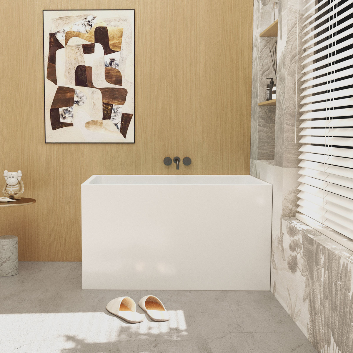 JJ Designs Acrylic Freestanding Bathtub With Seat: Spacious Rectangle ...