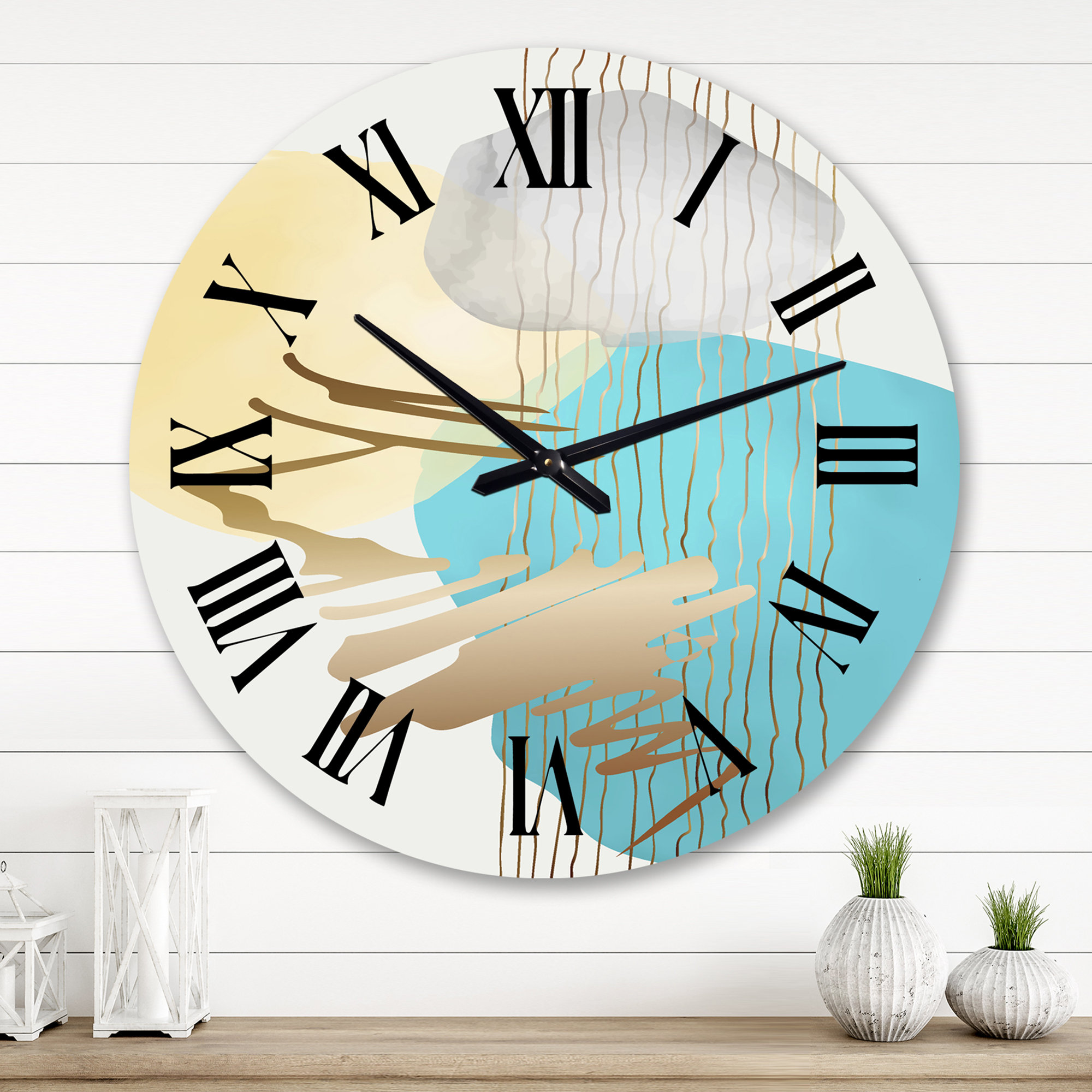 East Urban Home Trendy Abstracts With Vibrant Shapes VII Wall Clock ...