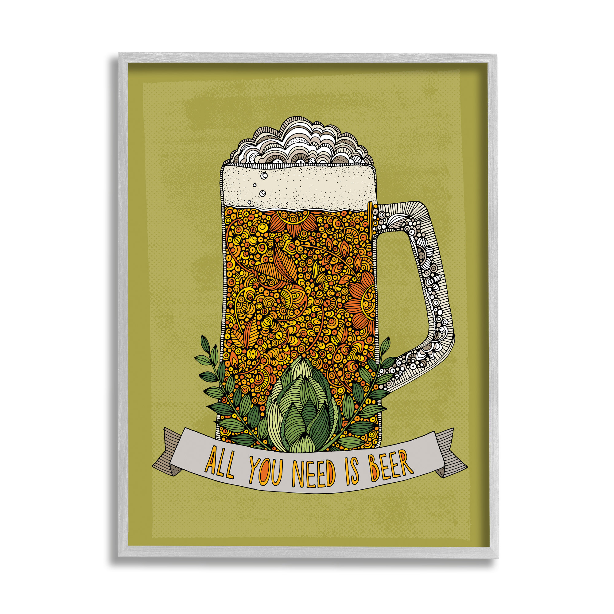 Stupell Industries All You Need Is Beer Floral Pattern Stein Mug by ...