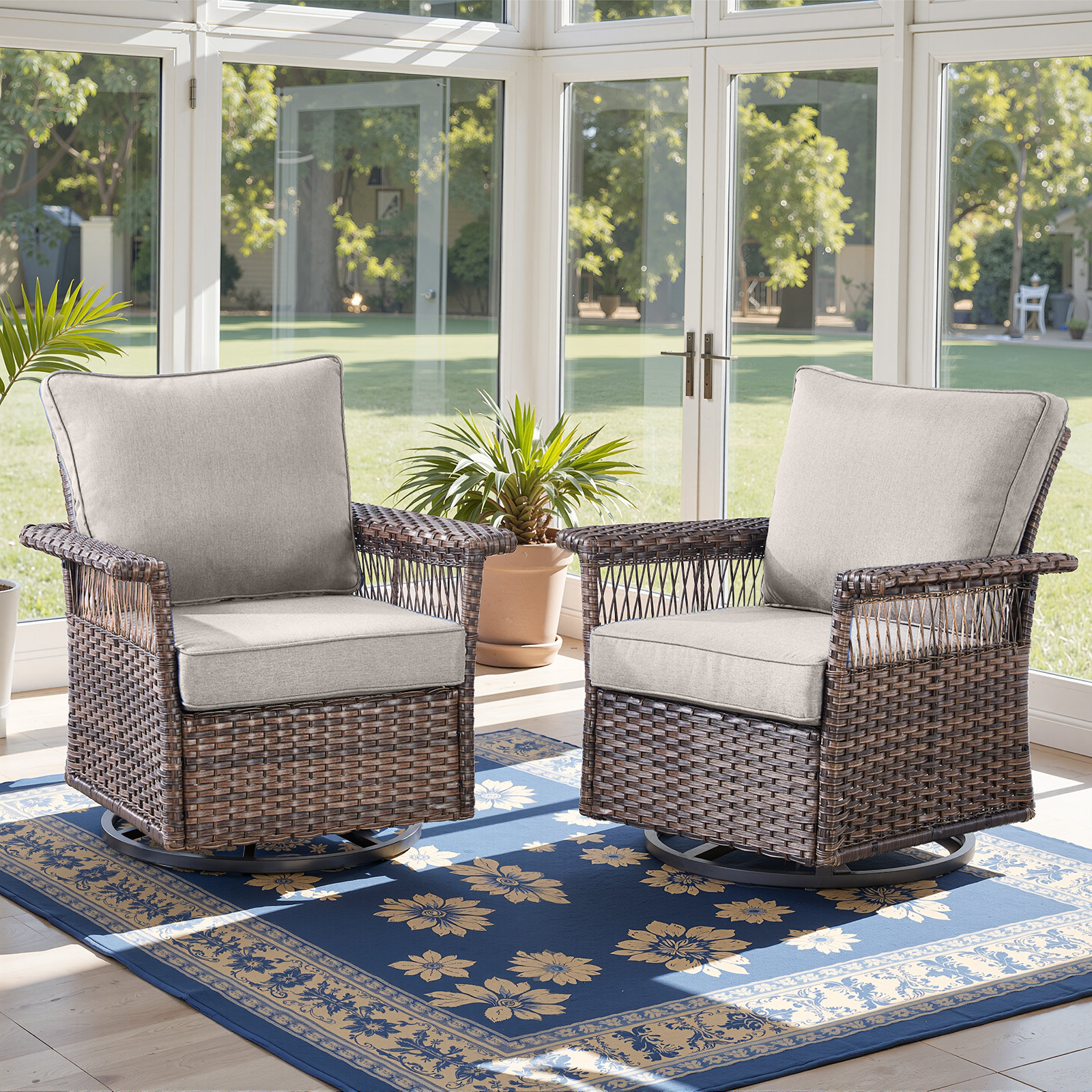 Lark Manor™ Outdoor Rocker Swivel Patio Chair With Cushions (Set Of 2 ...