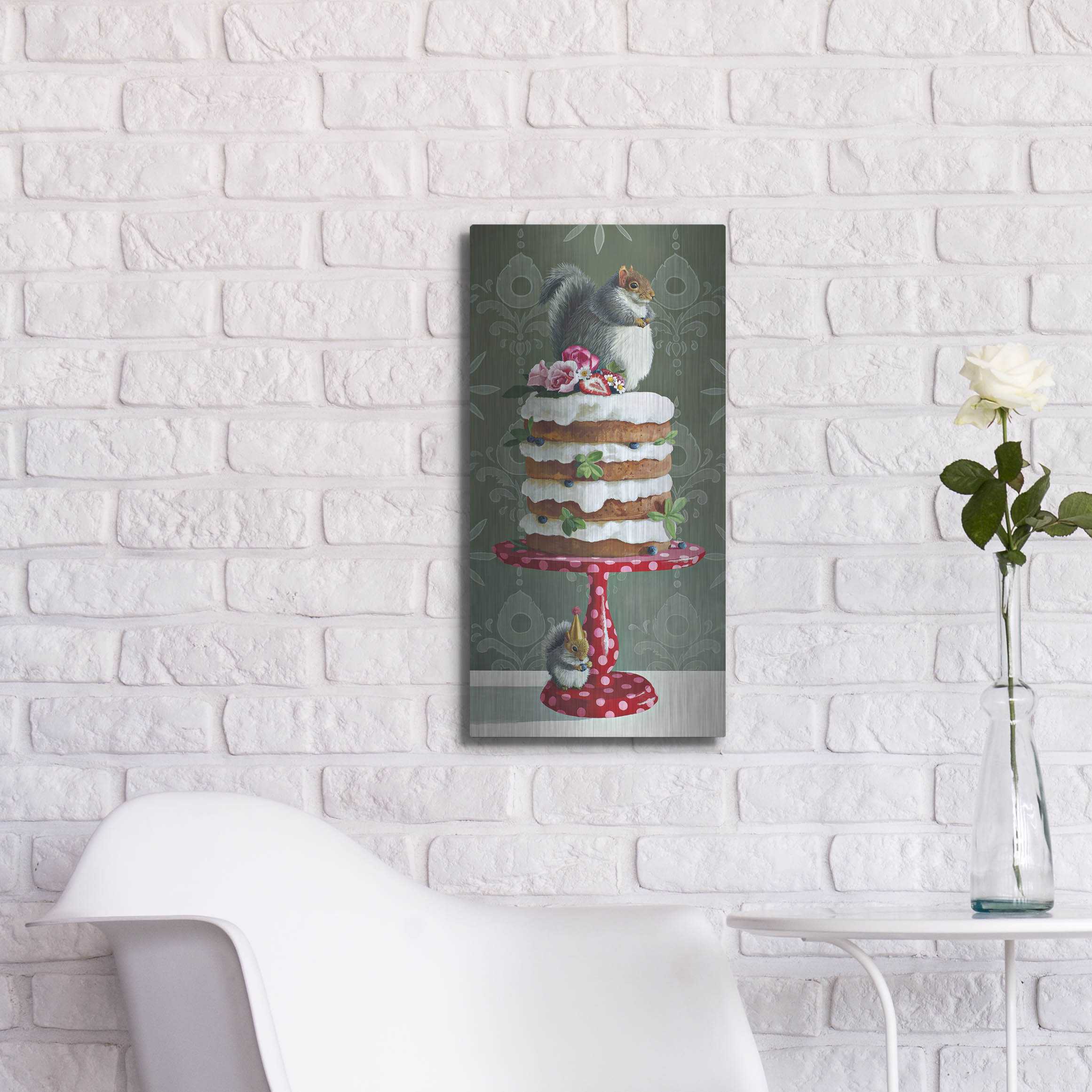 Trinx 'Polka-dot Cake Stand Squirrels' by Heather Gauthier Art Metal ...