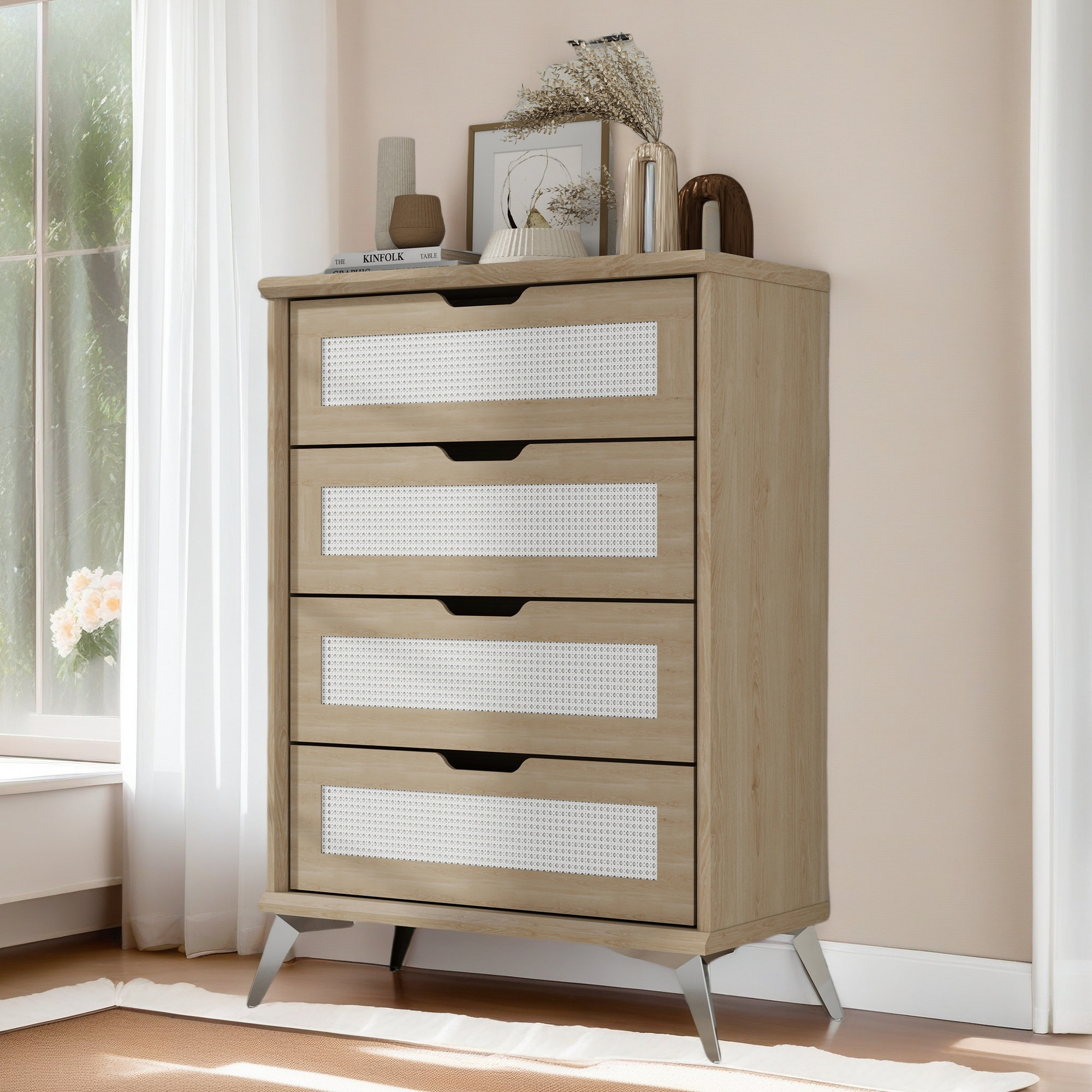 Bay Isle Home™ Rattan Chest Of Drawer, 4 Drawer Chest For Bedroom With ...