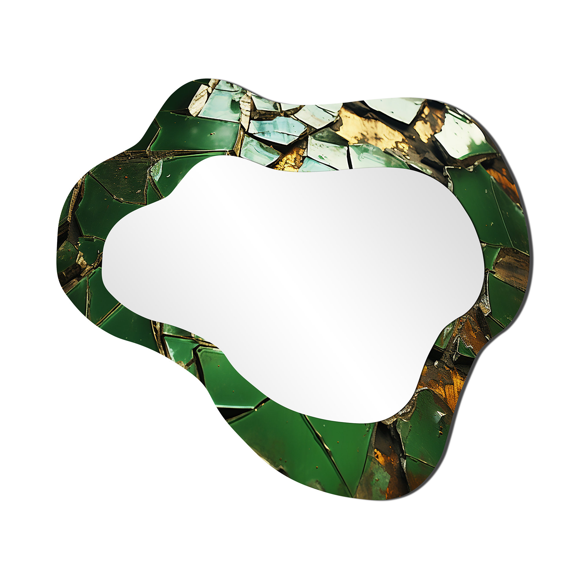 Ivy Bronx Green And Gold Marble Mosaic Tiles I - Abstract Tile Modern ...