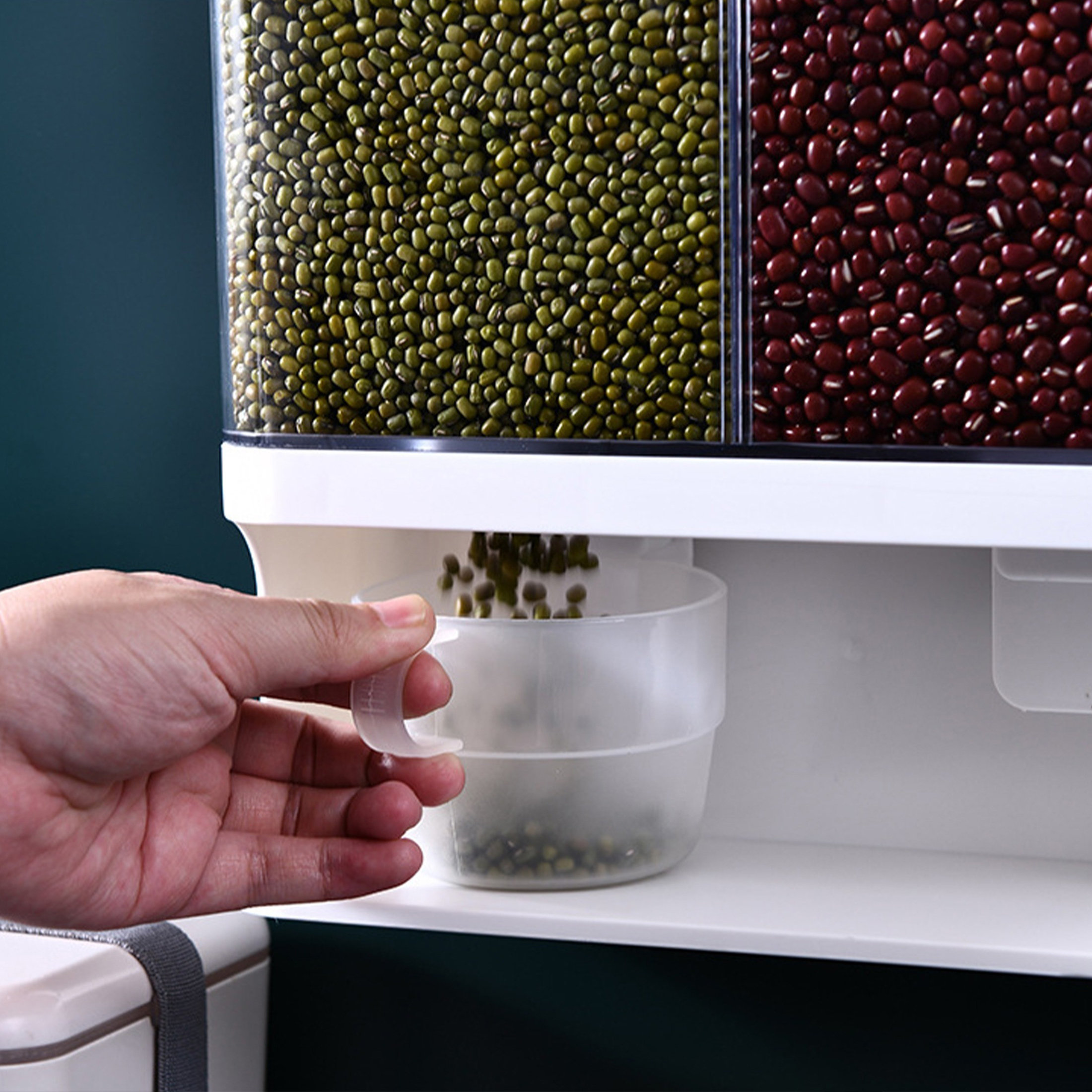 Belfry Kitchen Cereal Dispenser Dual Storage Container With Measuring ...