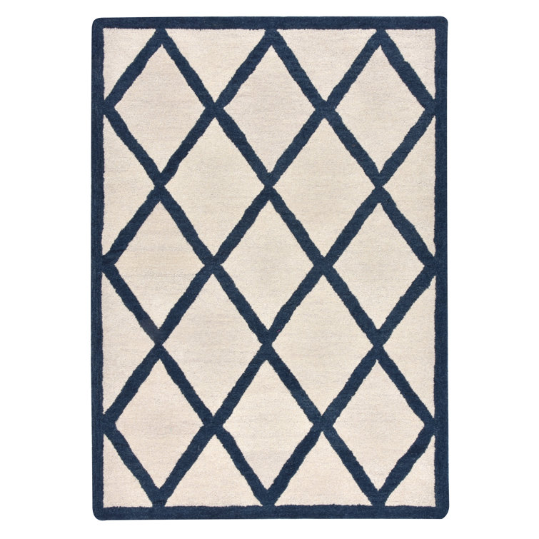 Theko Geometric Hand Woven Hand Tufted Blue Area Rug | Wayfair.co.uk