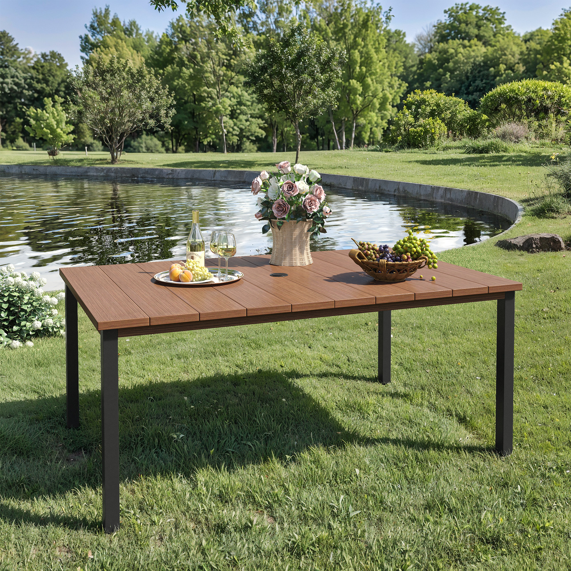 Latitude Run® Outdoor Rectangular Dining Table | Wayfair