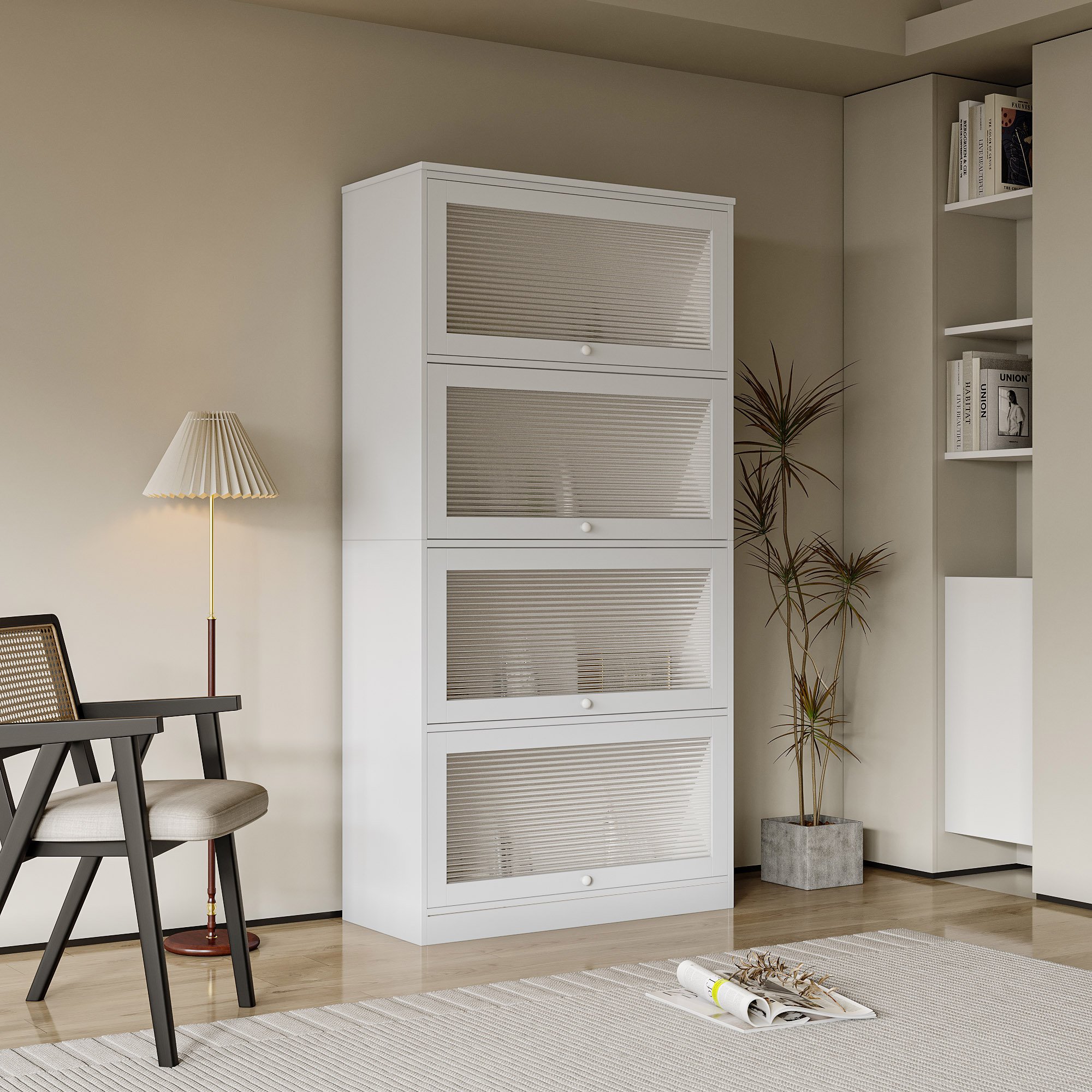 Latitude Run® Bookcase Contemporary Closed Back Glass Doors Office ...