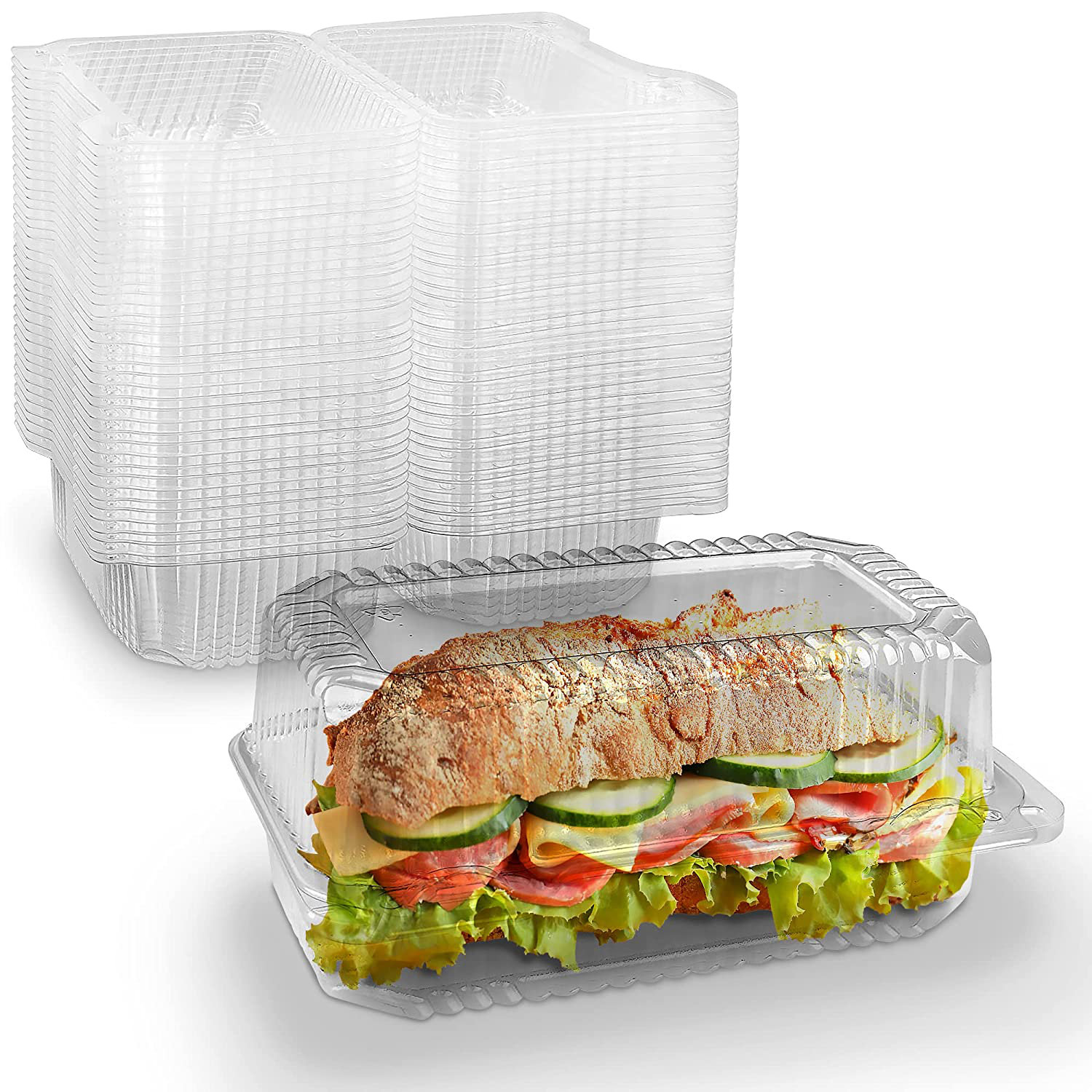 Prep & Savour Disposable Clear Plastic Loaf Container With Hinged Lid ...