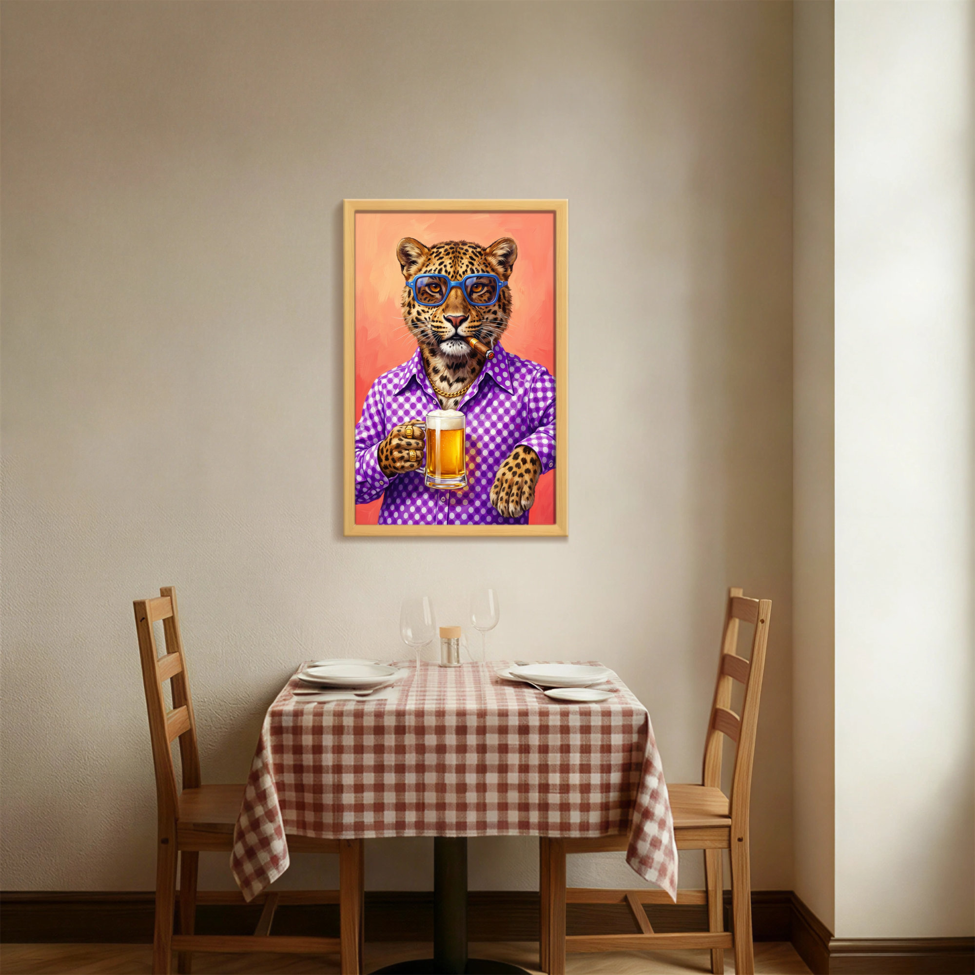 Mercer41 Animals Leopard Wears Glasses And Drinks Beer | Wayfair