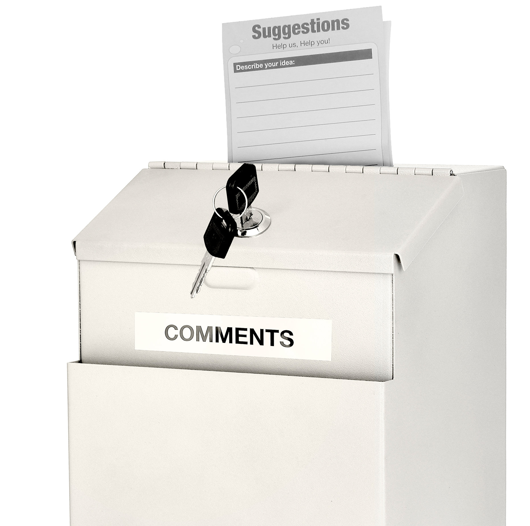 AdirOffice Wall Mountable Steel Locking Suggestion Box, with Suggestion ...