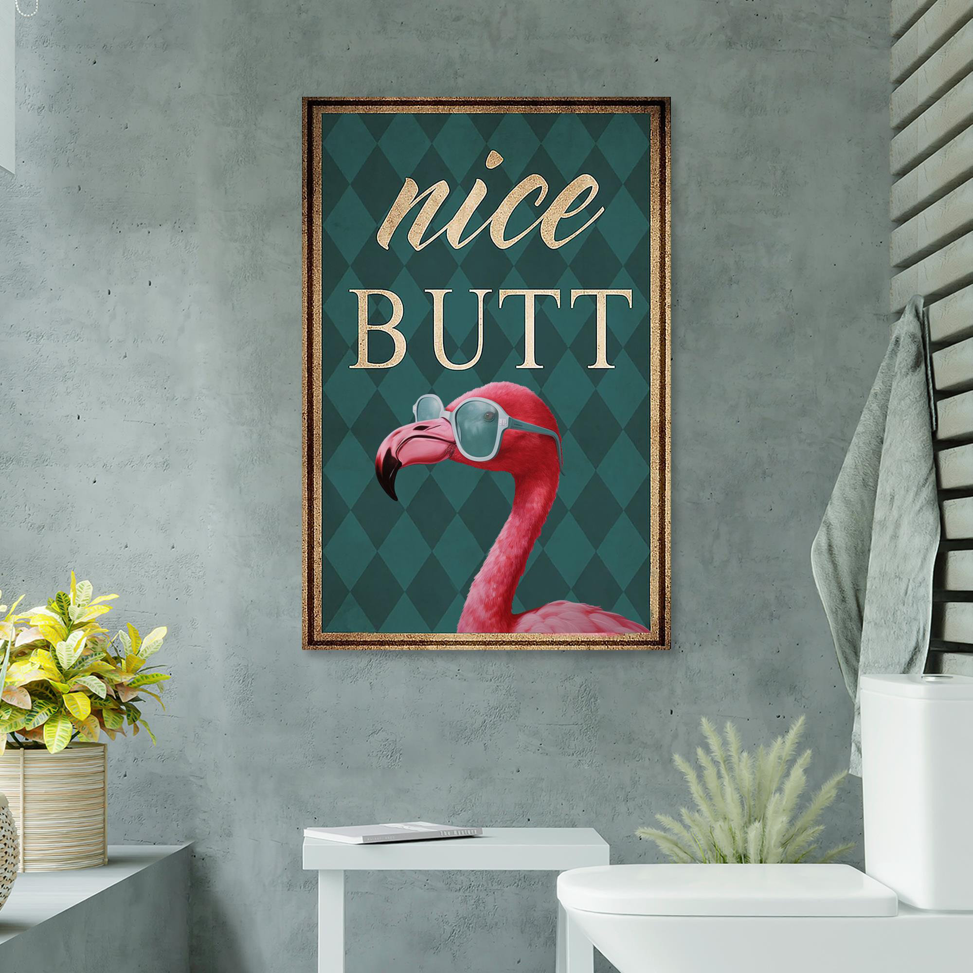 Trinx Flamingo Nice Butt - 1 Piece Rectangle Graphic Art Flamingo Nice ...
