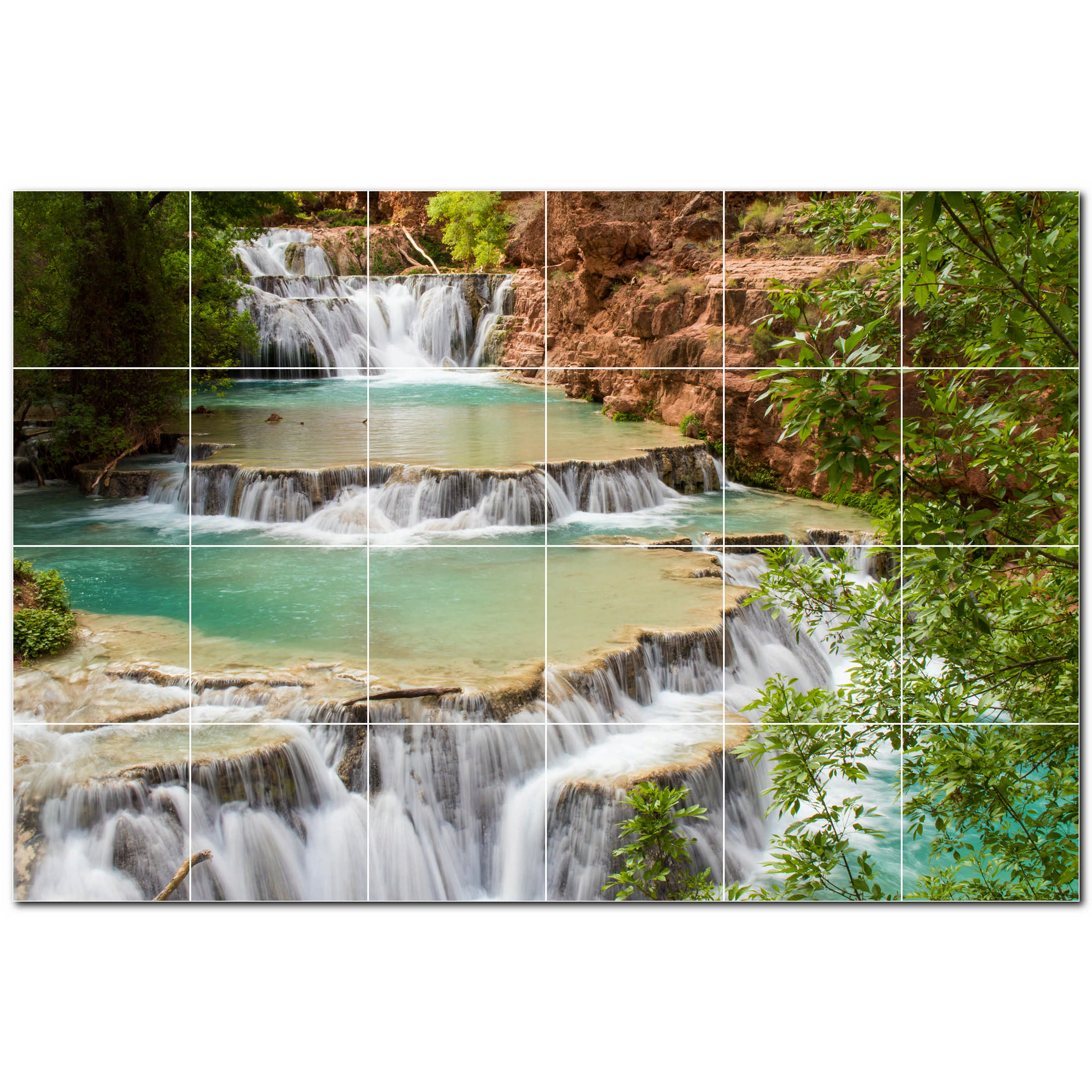 Picture-Tiles.com 36" x 24" Ceramic Waterfalls Photo Decorative Mural ...