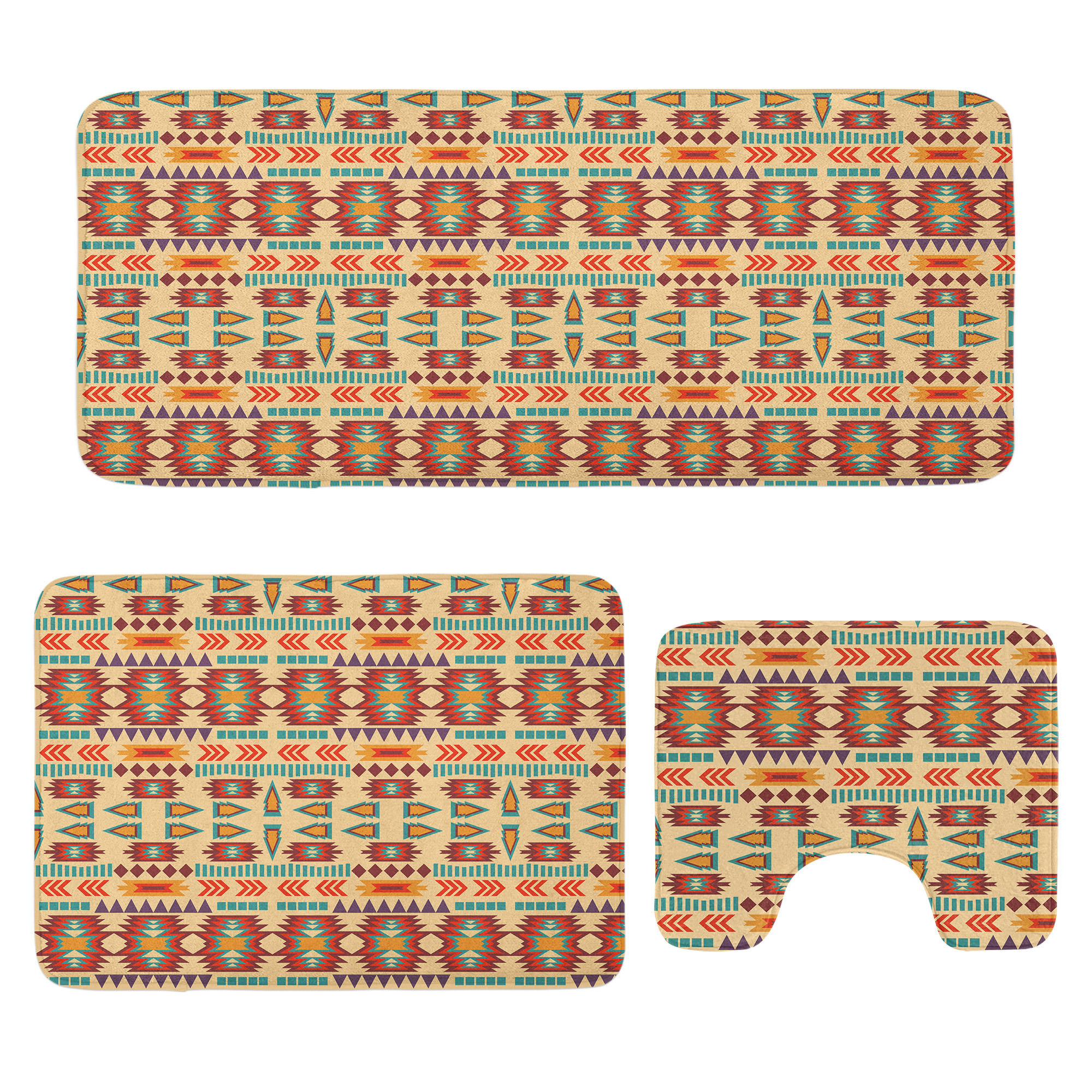East Urban Home Tribal Bathroom Rug Set 3 Pieces U-Shape & Rectangle ...