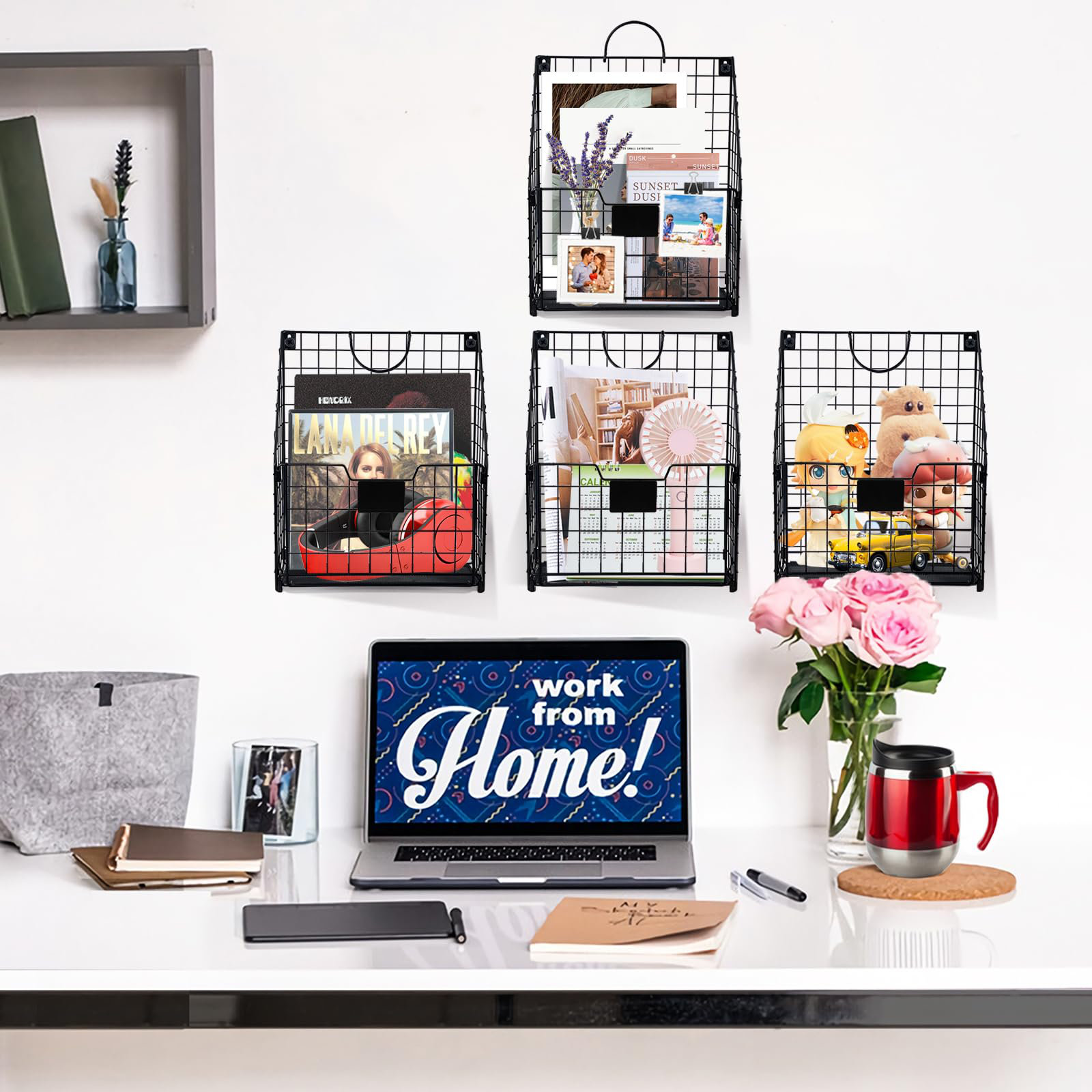 Ebern Designs 4 Packs Hanging Wall File Organizer, Foldable Wall ...