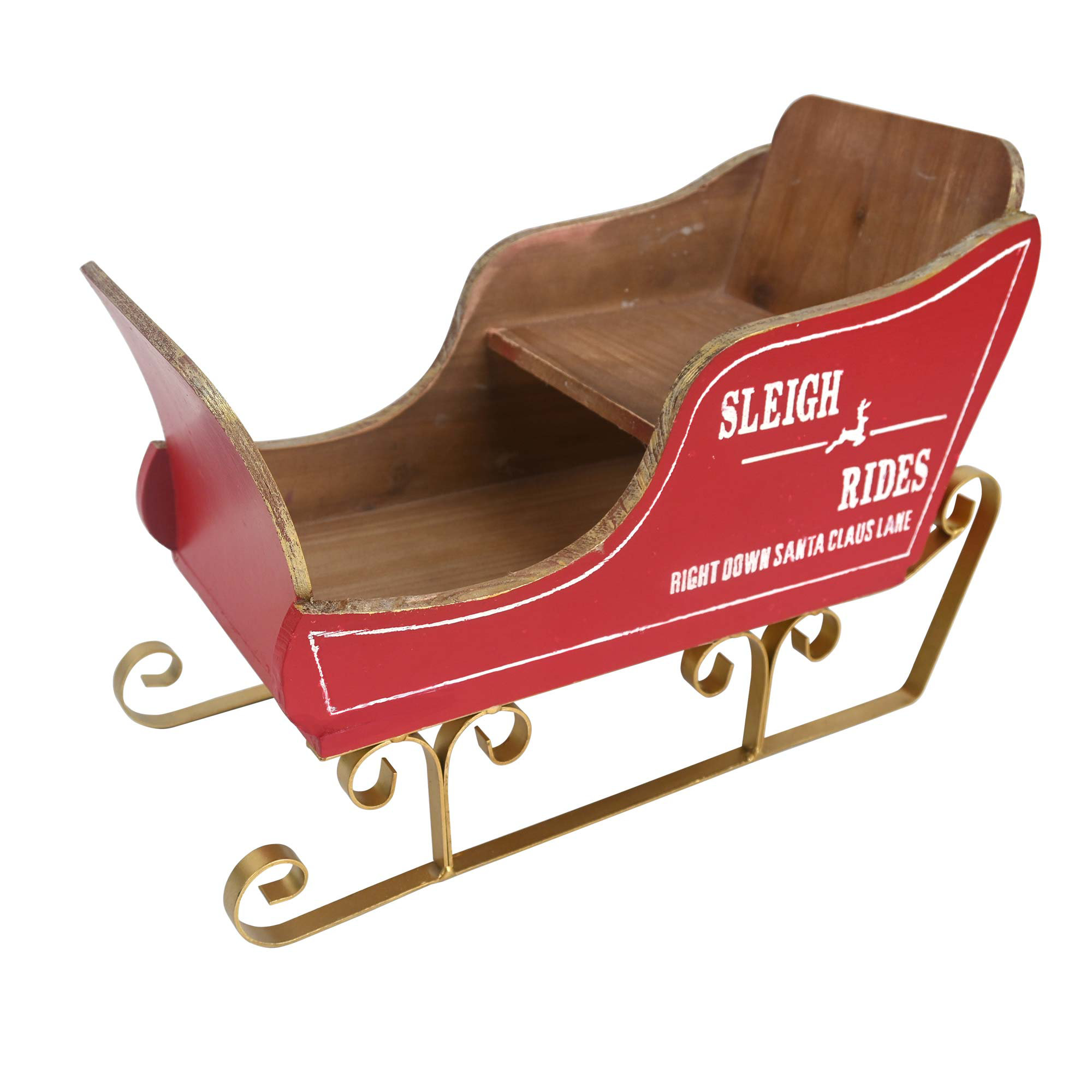 The Holiday Aisle® Vintage Wood Santa Sleigh Christmas Table Decoration ...