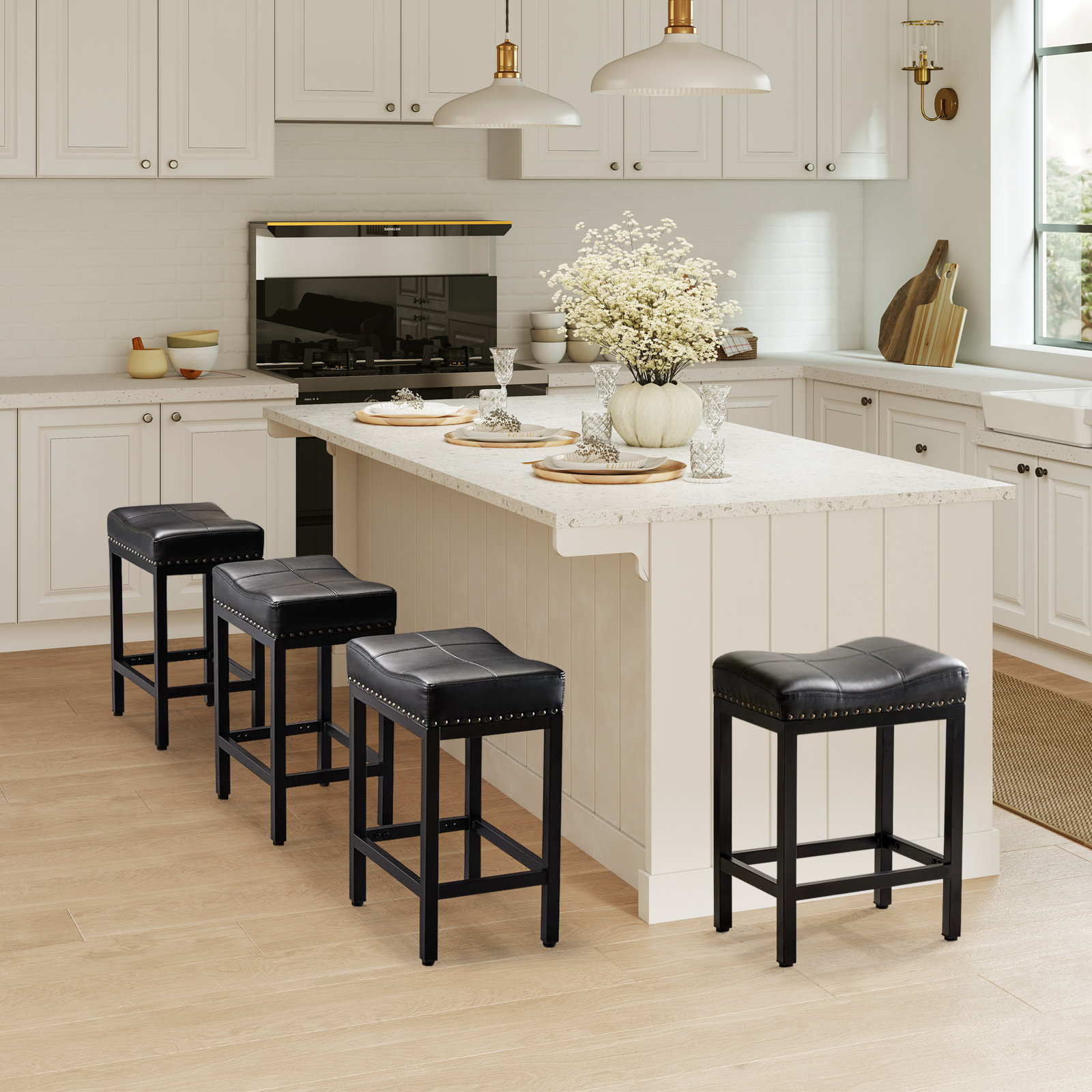 Lark Manor™ 24 Inch Bar Stools Set Of 4, Upholstered Modern Counter ...