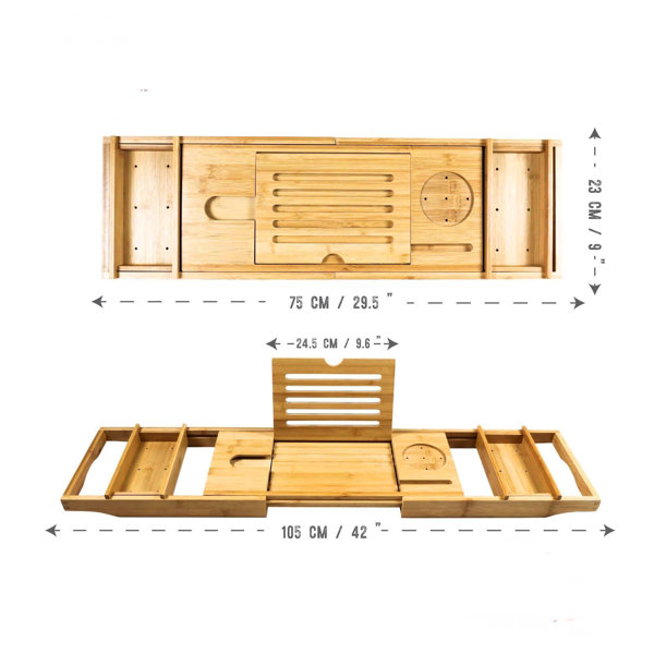 Rebrilliant Bathtub Caddy Tray,Bamboo Wood Bath Tray And Bath Caddy For ...