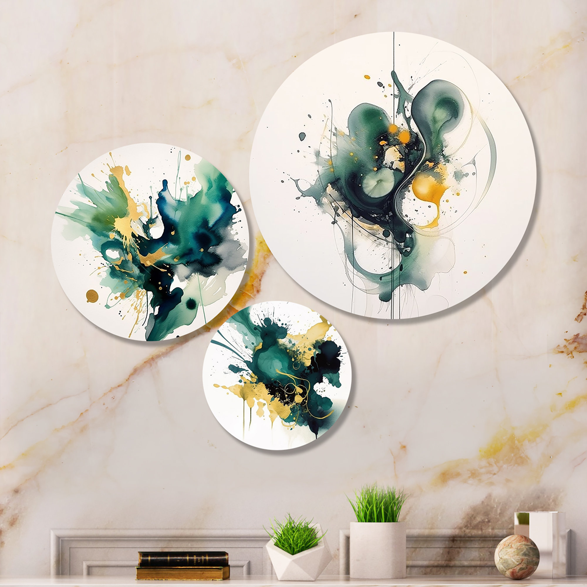 East Urban Home Turquoise and Gold Strokes - Fractals Metal Wall Decor ...