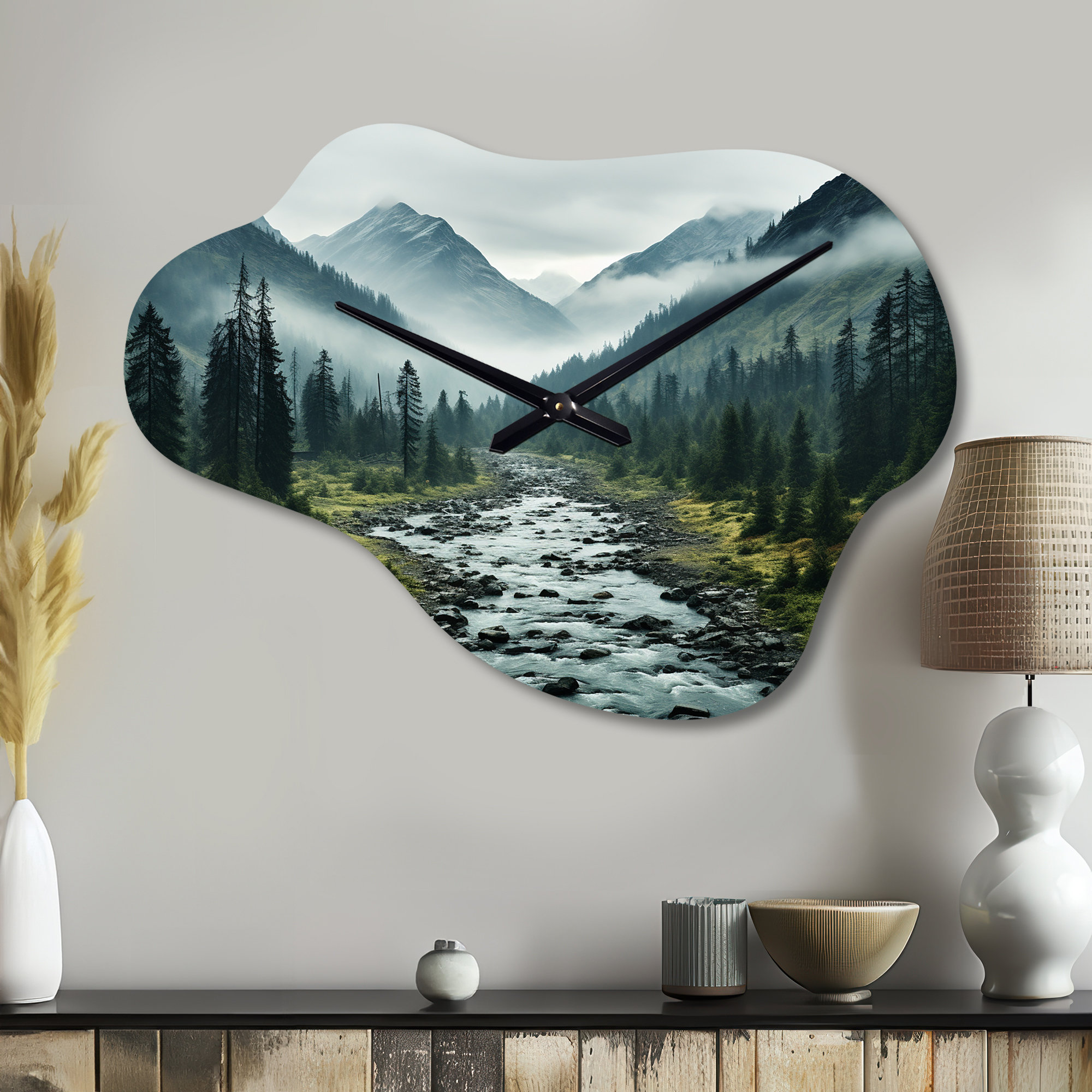 Design Art Canada Misty Mountains - Asymmetrical Canada Metal Wall ...
