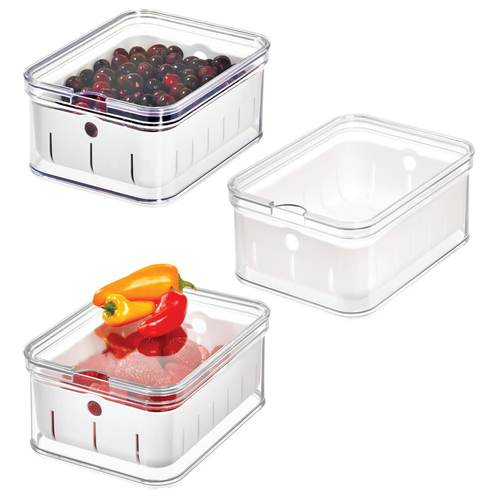 iDesign Small Fridge Berry Bin with Removable Colander and Lid - Ideal ...