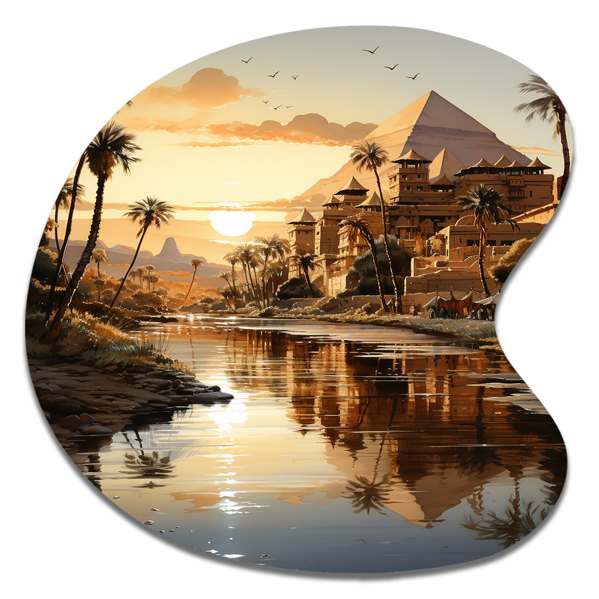 Design Art Egypt Golden Pyramids III - Egypt Drop Shape Assymterical ...