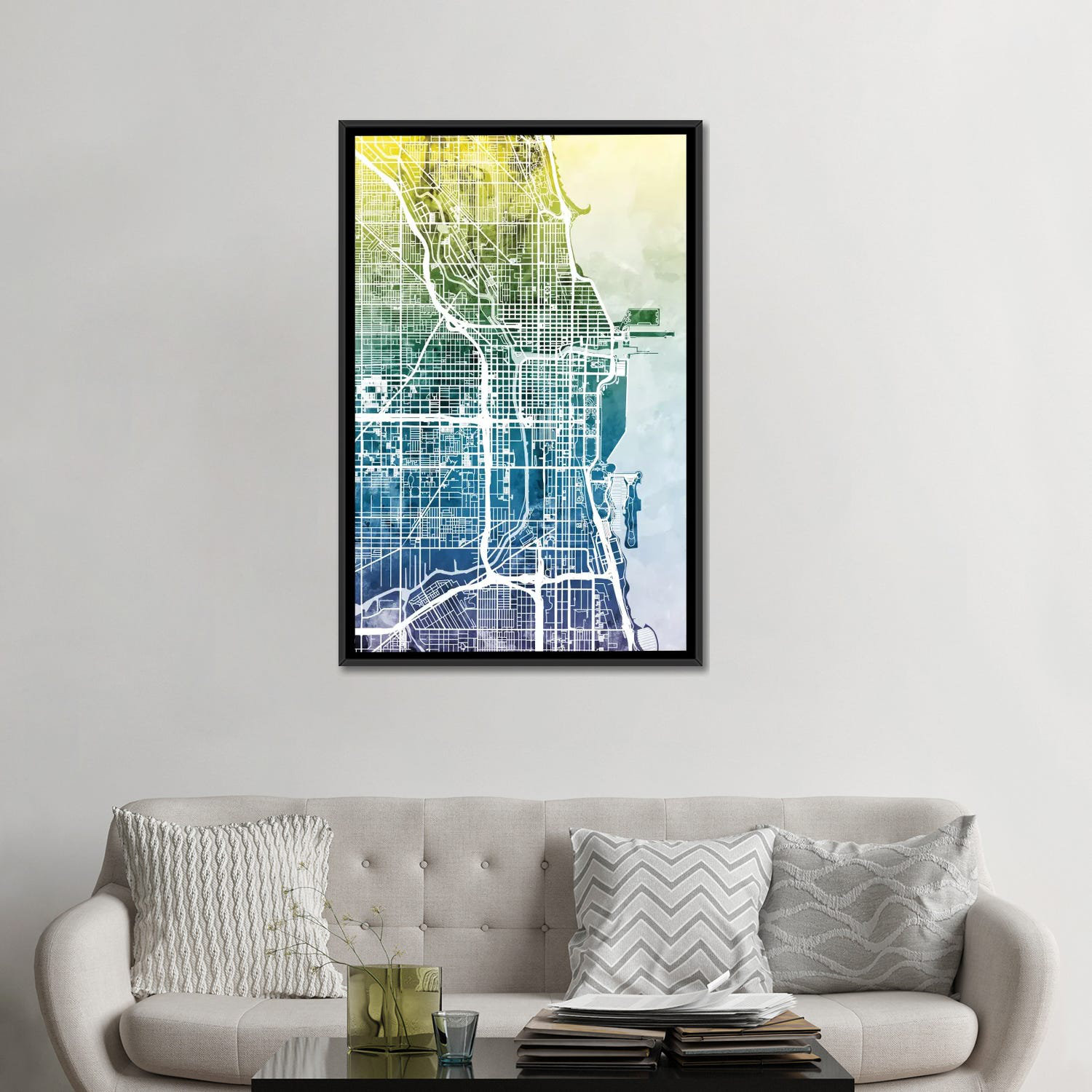 East Urban Home Color Gradient Urban Street Map Series: Chicago ...
