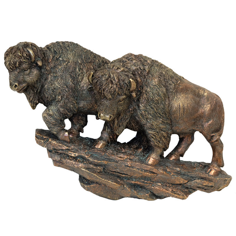 Loon Peak® Polyresin Brown Double Bison Buffalo Southwestern Farmhouse ...