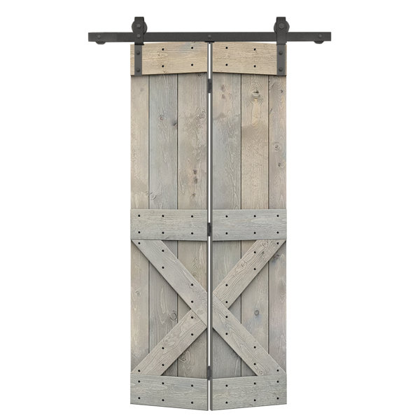 Calhome 84'' Solid Wood Barn Doors Bi-Fold Door & Reviews | Wayfair