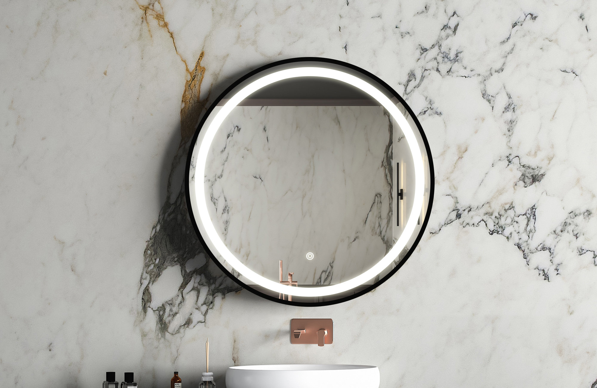 Ivy Bronx Bathroom Wall Mirrors With 3 Color Lights Round Wall Vanity ...