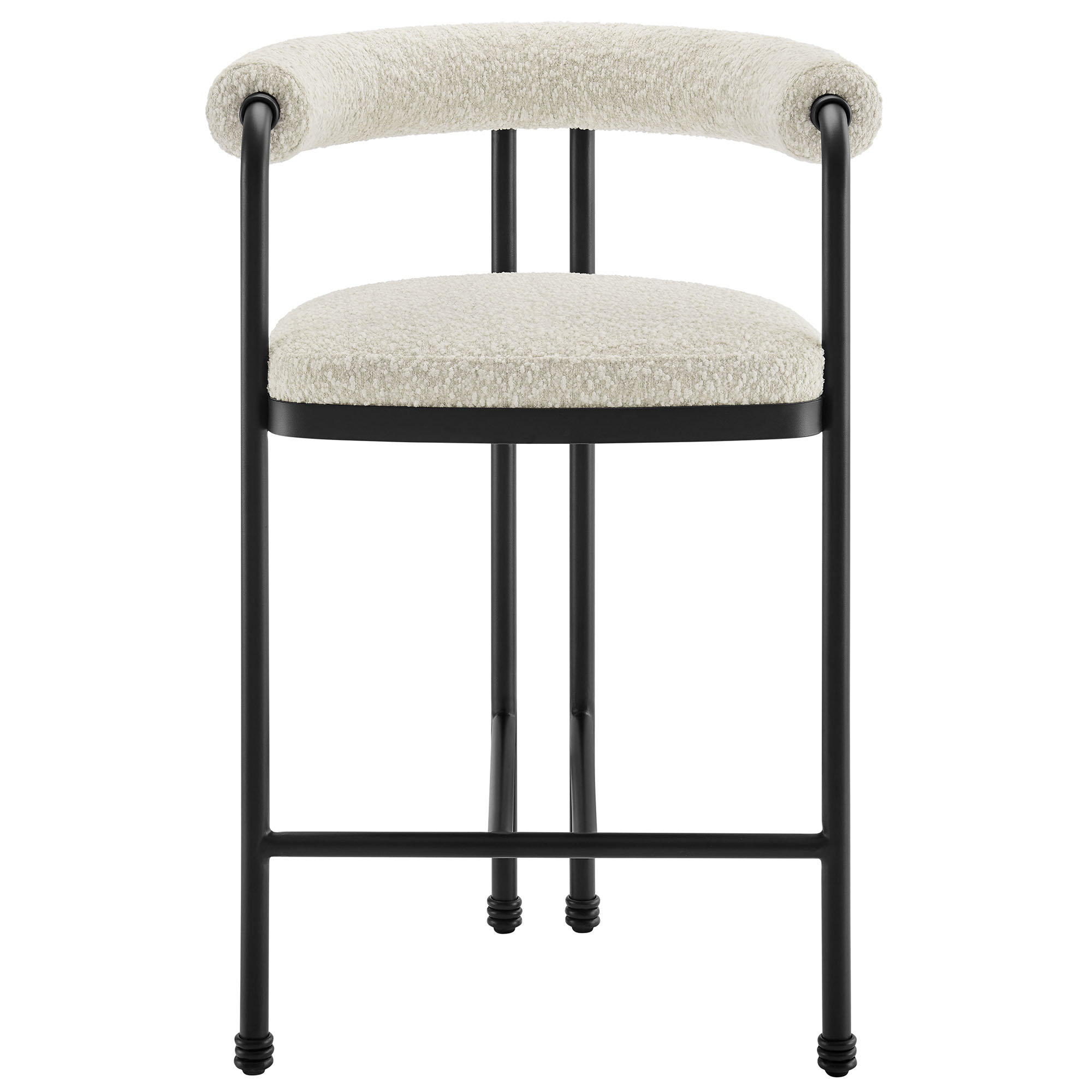 Modway Turin Curved Back Boucle And Metal Counter Stool In Black Pearl ...