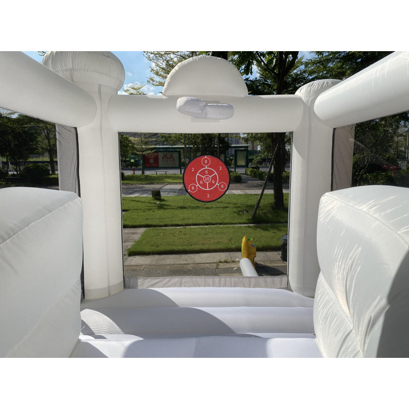 Connsann White Bounce House With Slide & Ball Pit Wizard Bouncy Castle ...