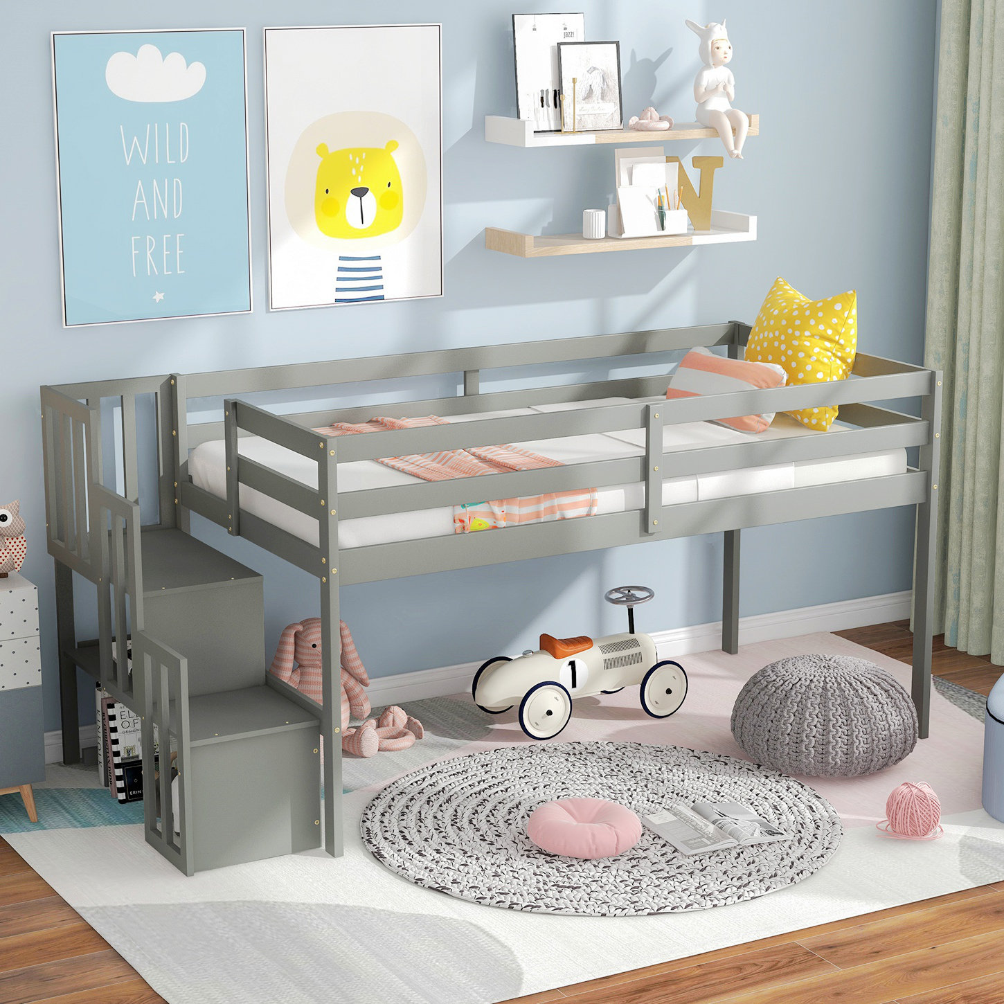 Harriet Bee Loft Bed With Staircase | Wayfair