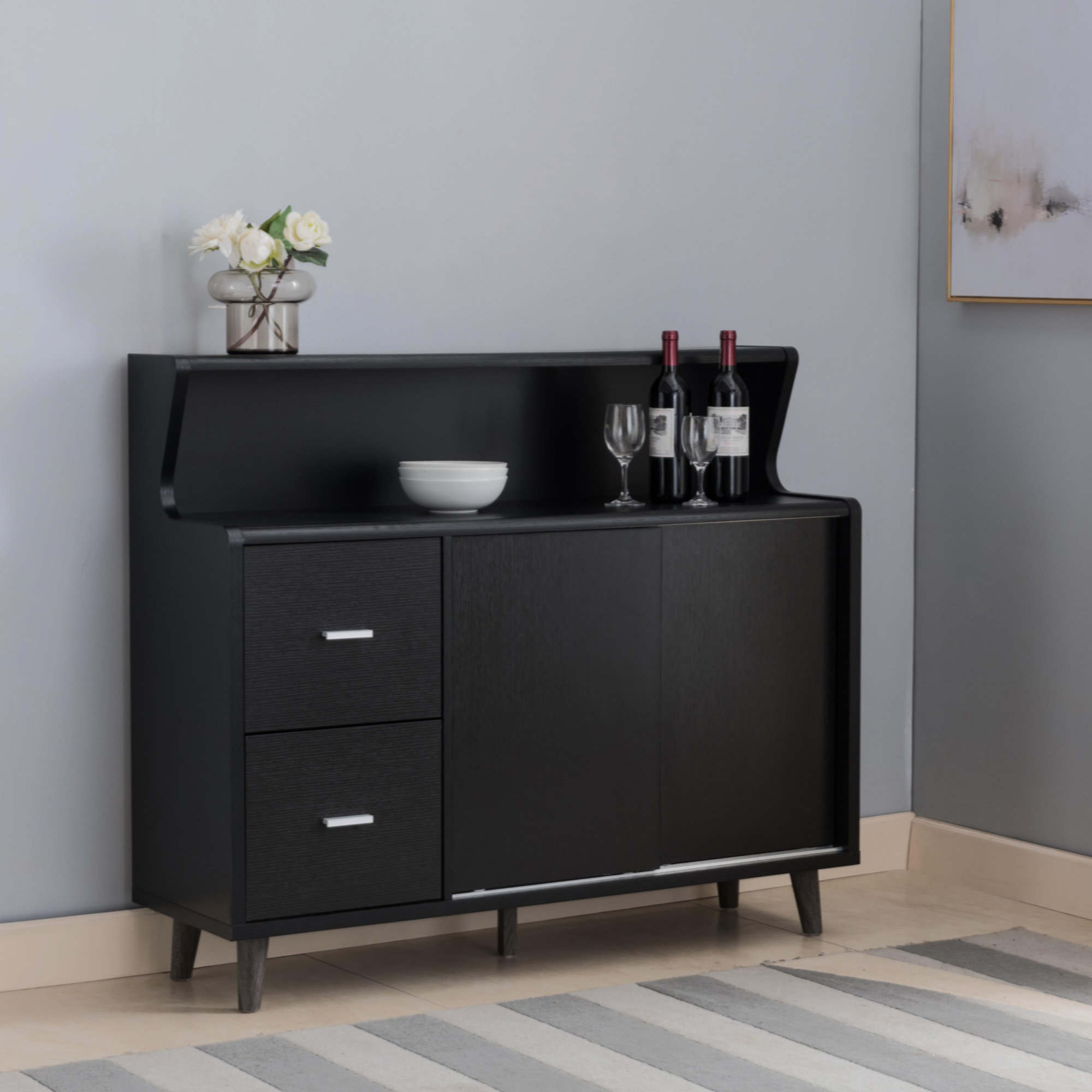 George Oliver Two Drawer Buffet Table With Sliding Cabinet Door In ...