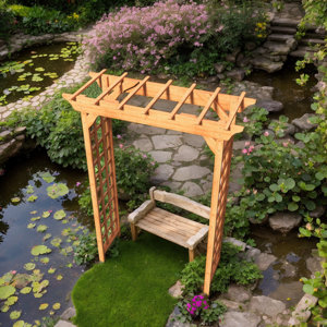 iYofe Romantic Solid Wood Garden Arbor, Elegant Light Brown Wedding ...