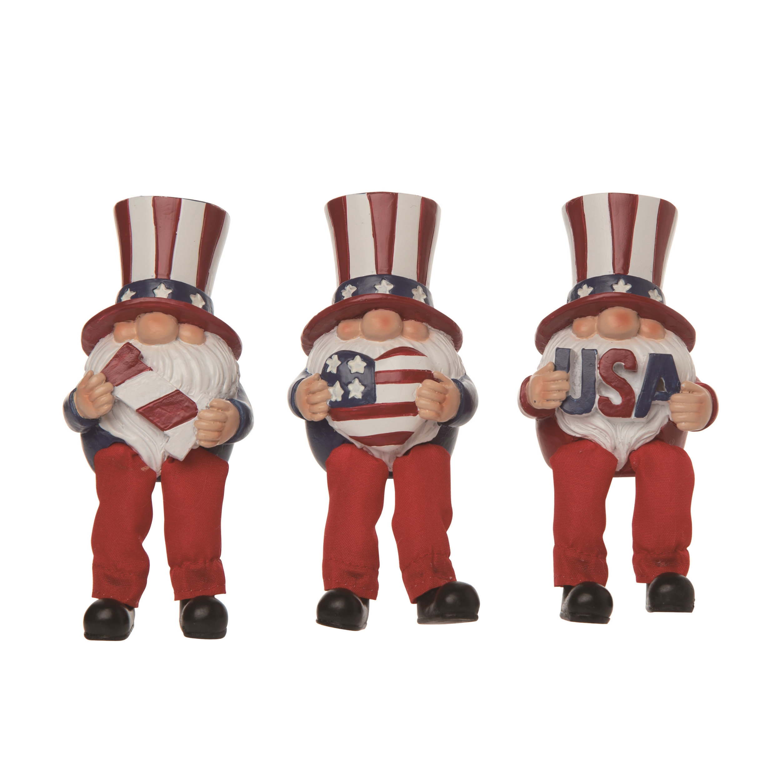 The Holiday Aisle® Gnome Patriotic Americana Shelf Sitters 3 Piece ...
